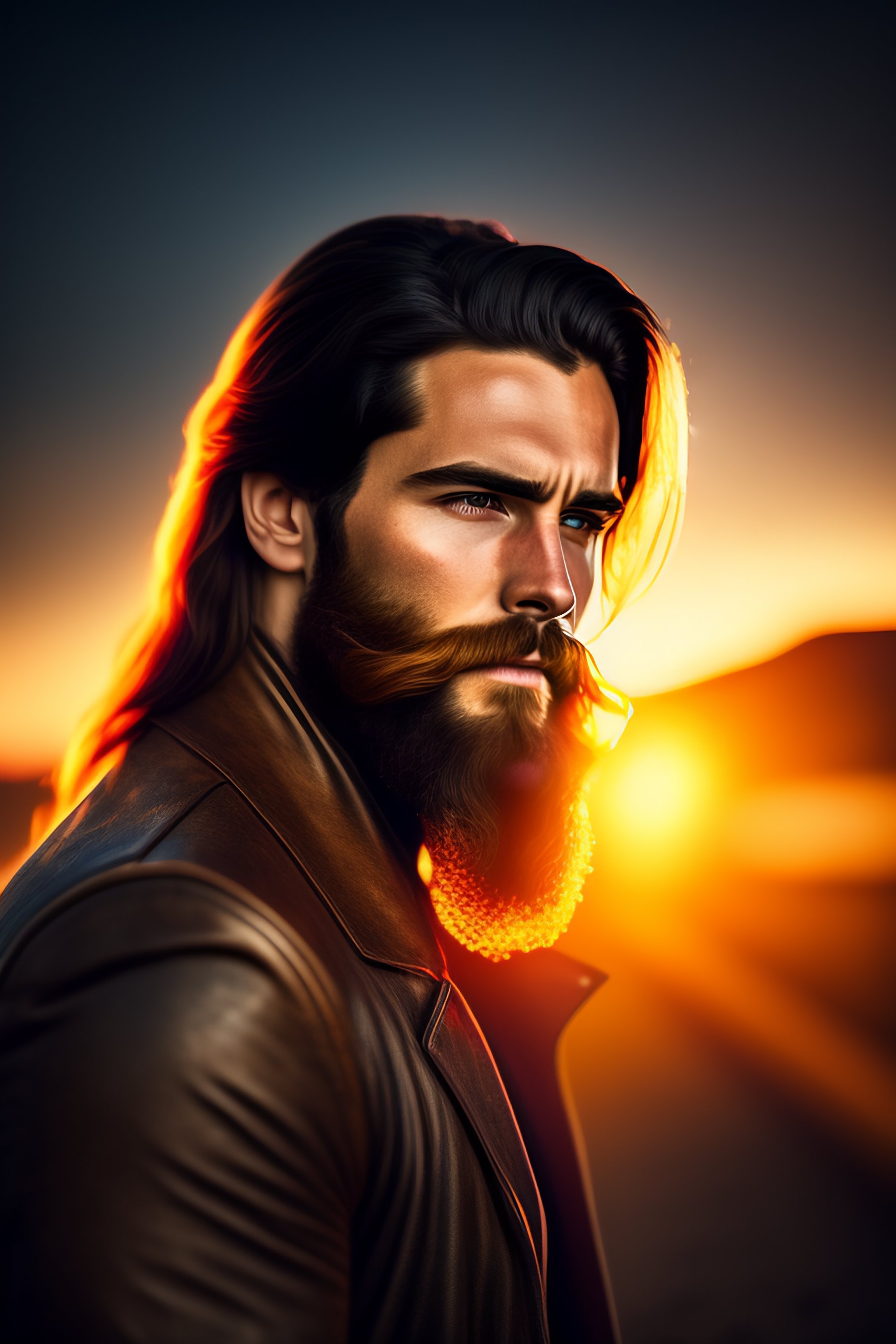 Lexica - Picture of a dieing man, with long brown hair, beard, deco ...