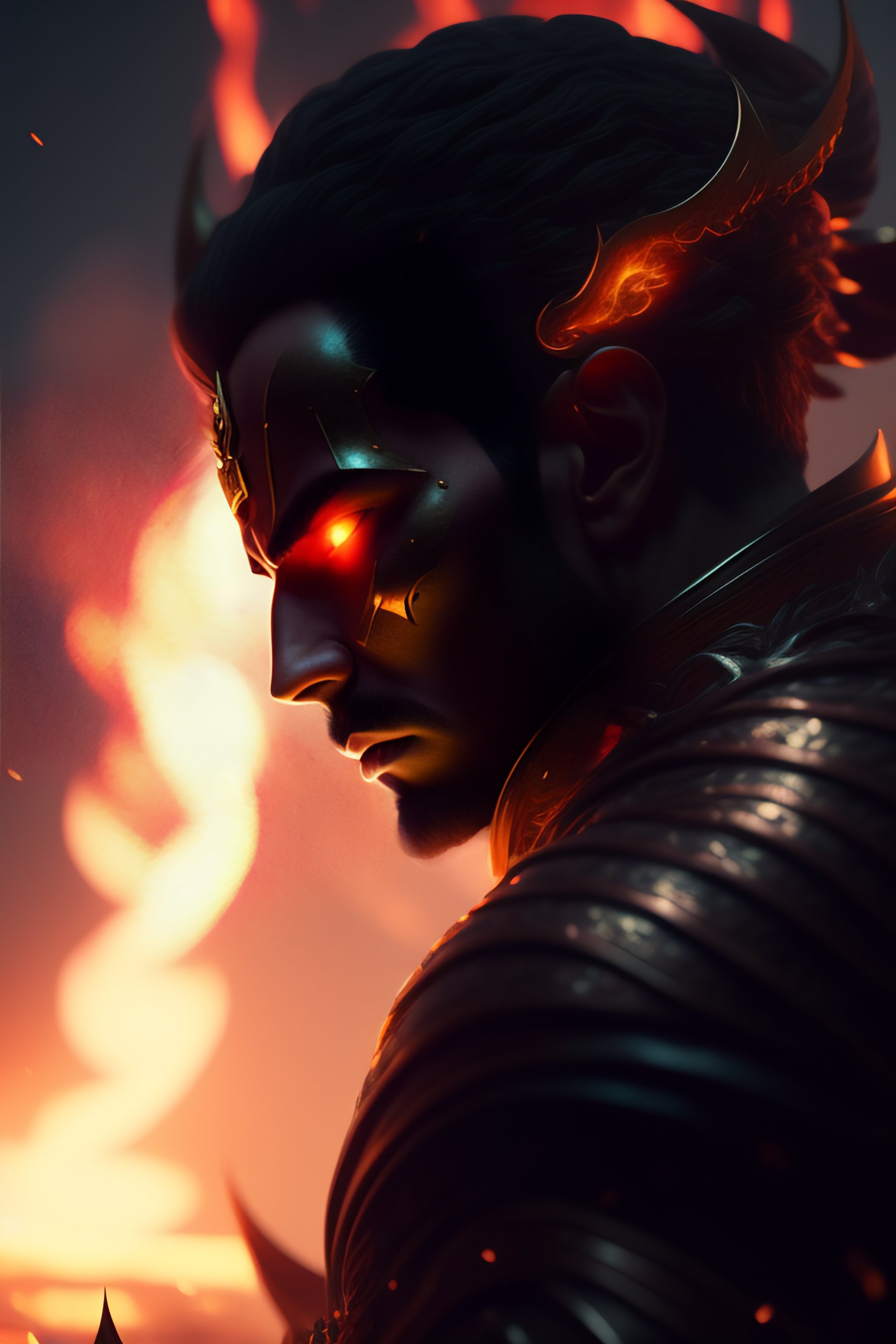 Lexica - A pure glowing god versus bloody ashes devil, digital art ...