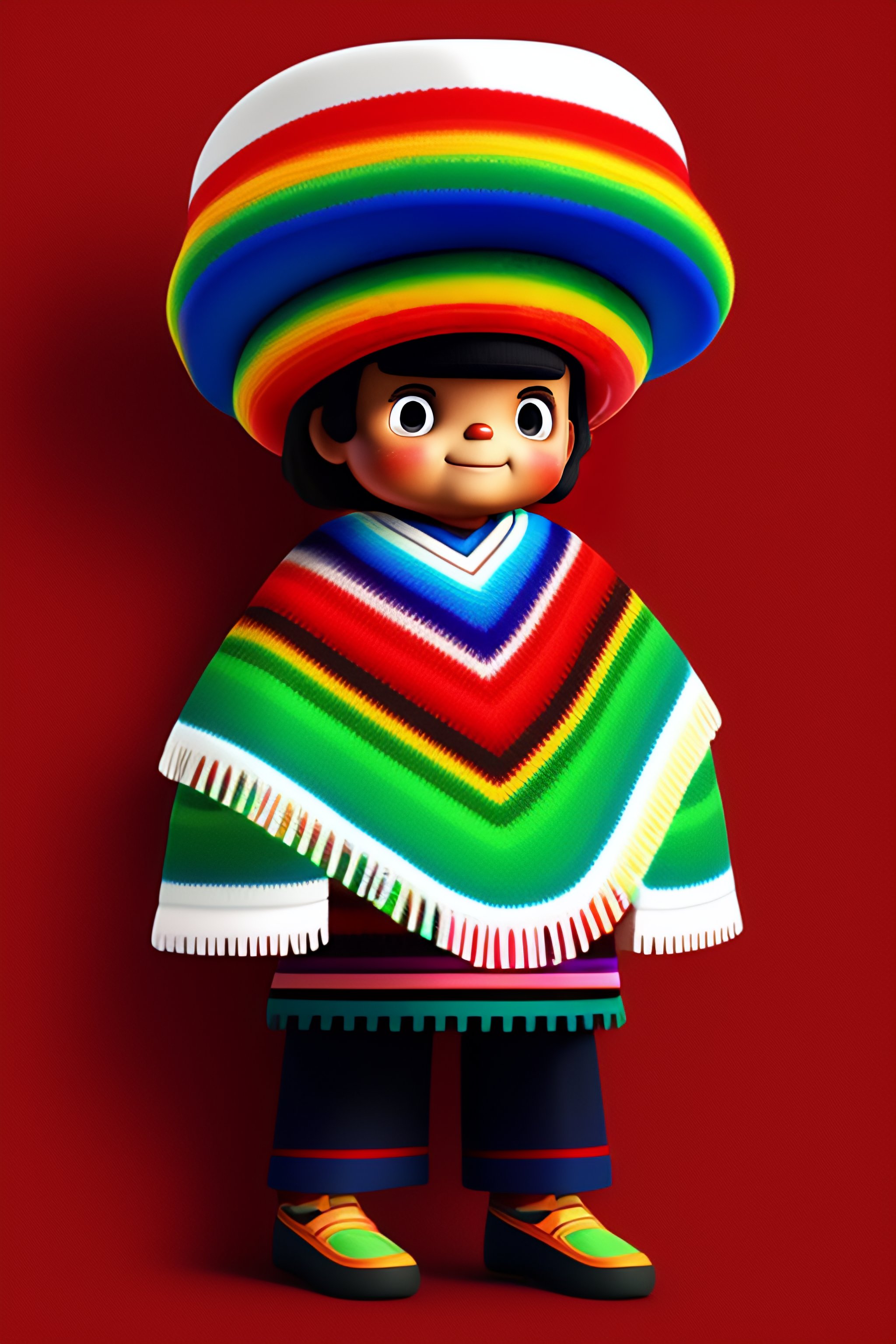Lexica - Little Mexican man wearing a sombrero and serape saltillo ...