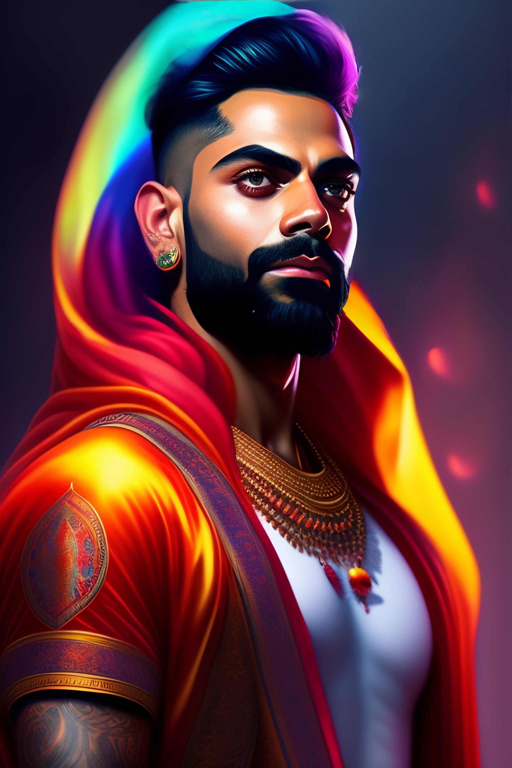 Lexica - Full body portrait of Virat Kohli phenomenon by mandy jurgens, cartoon, oil painting ...