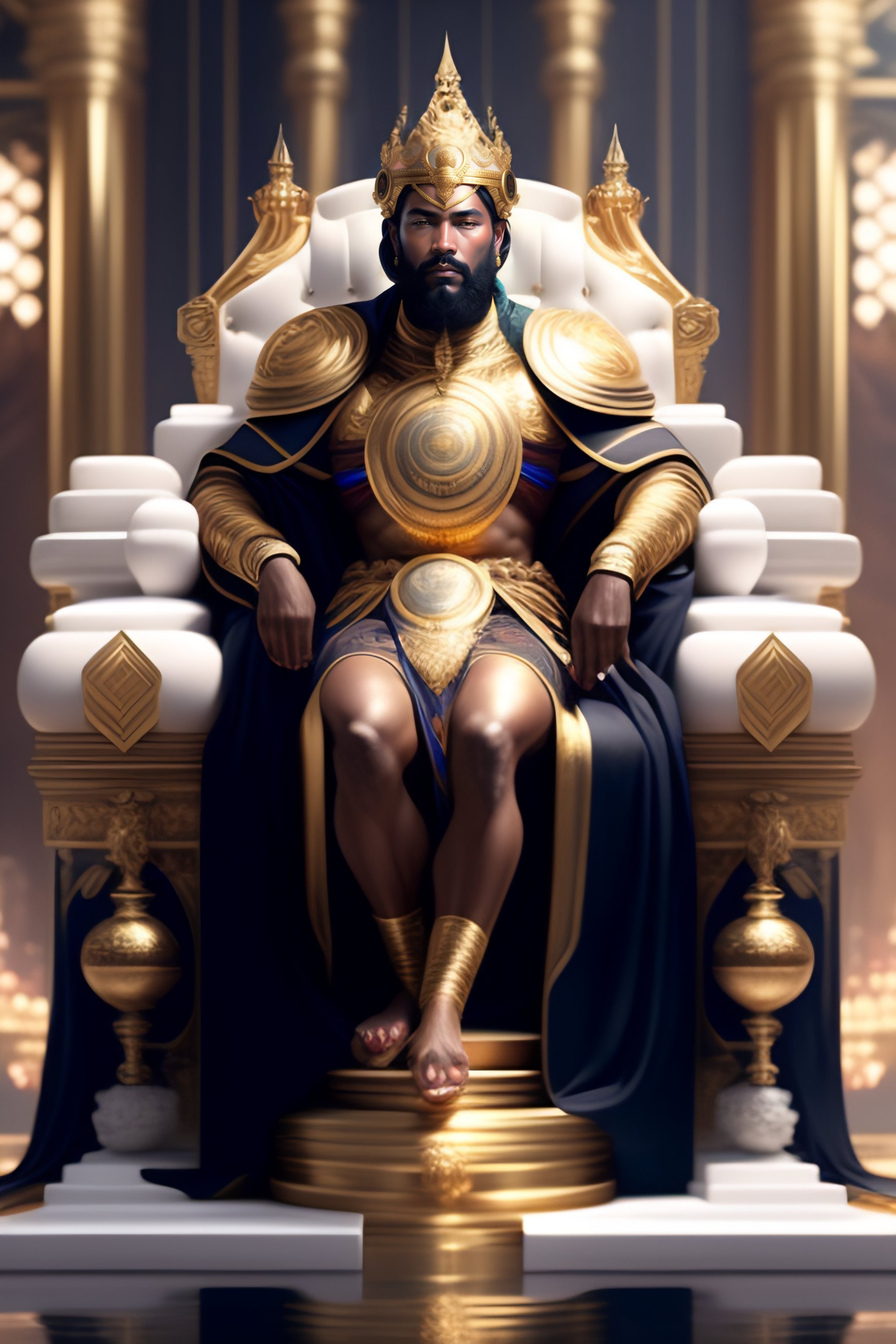 Lexica - Emperor sit in a marble throne decorated with ram heads Art by ...
