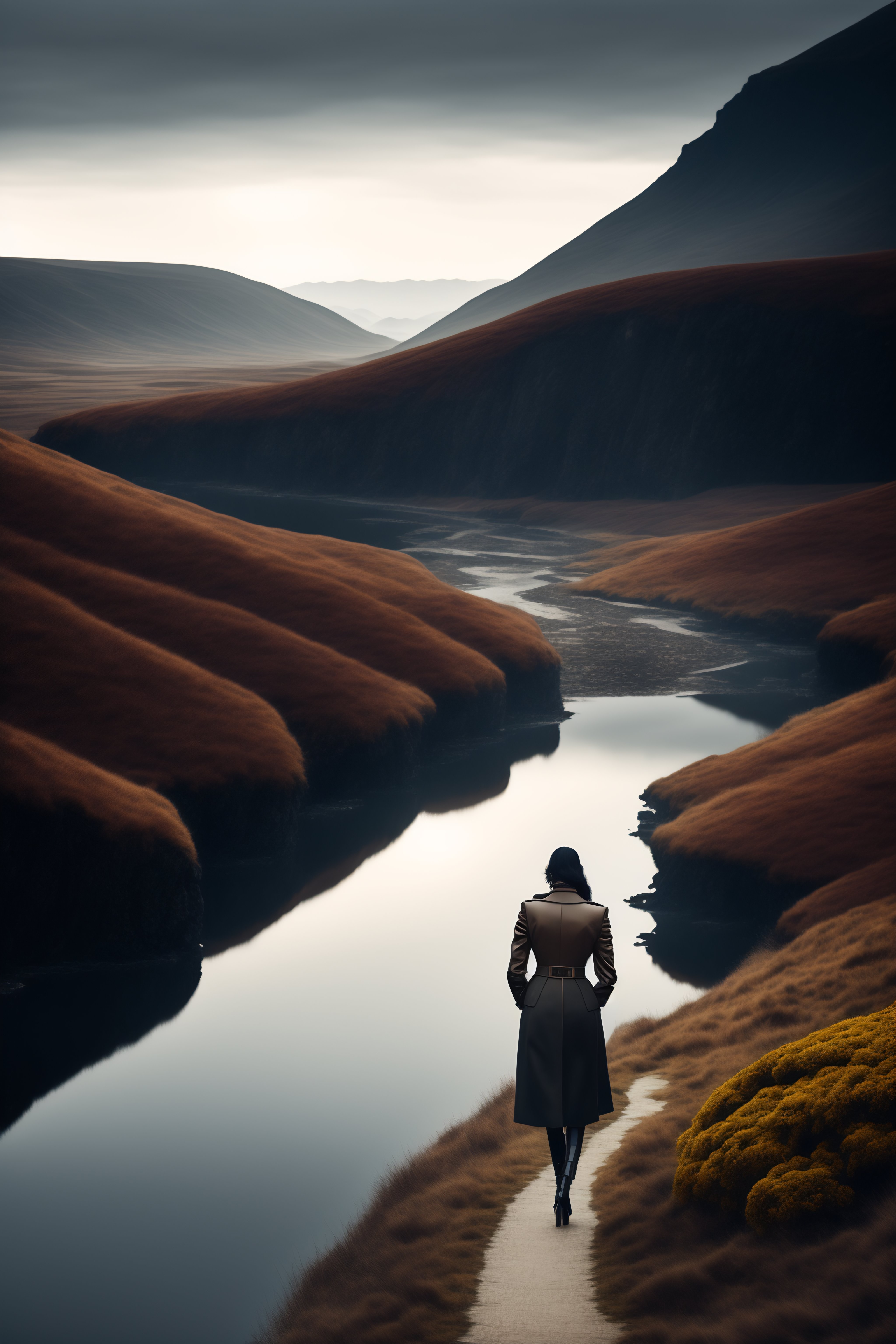 Lexica - Steven meisel landscape photography, woman walking, view from ...