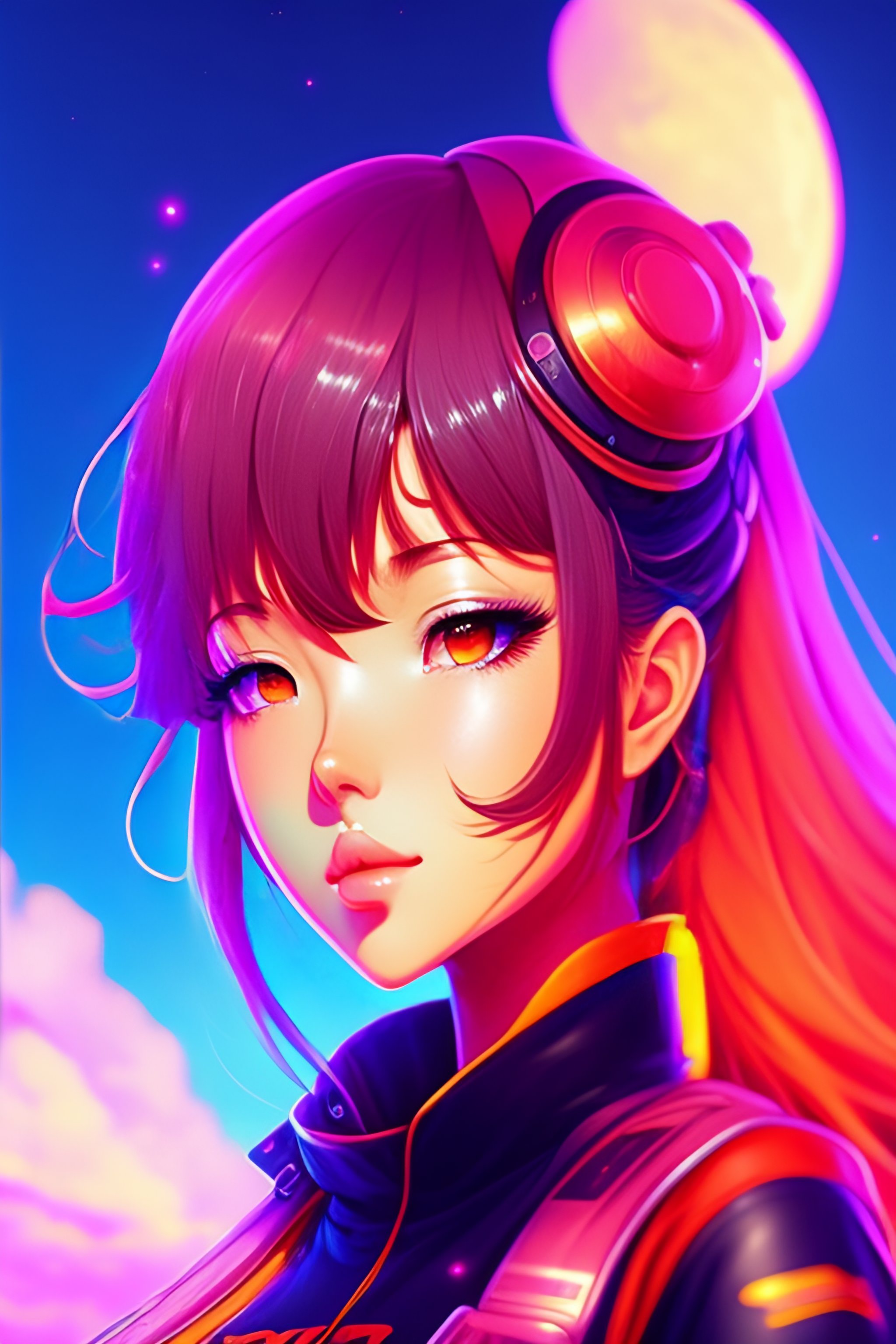 Lexica - Synthwave anime girl warm colours, digital art, soft ...
