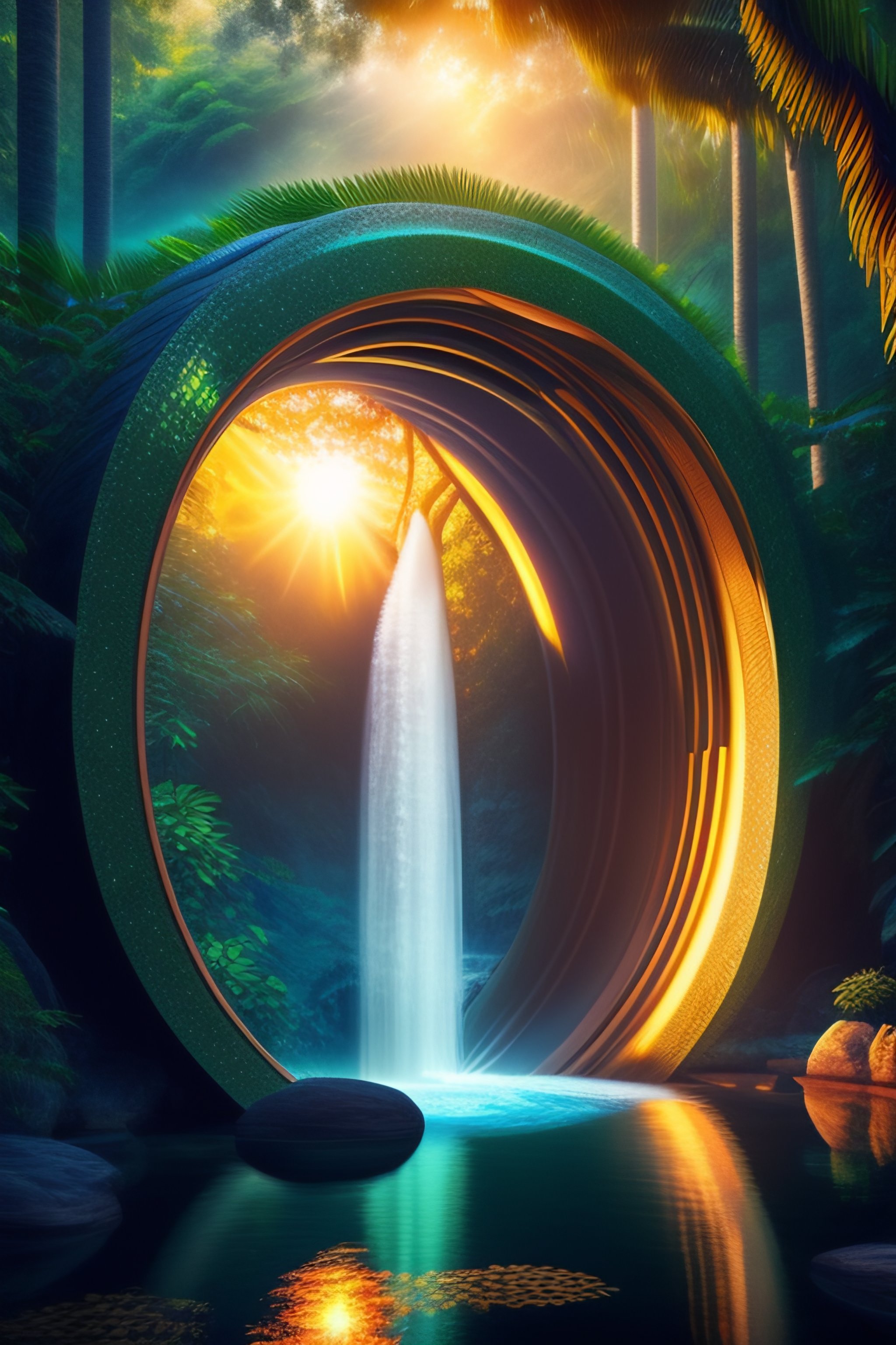 Lexica - Stargate portal full of water bursting to another dimension ...