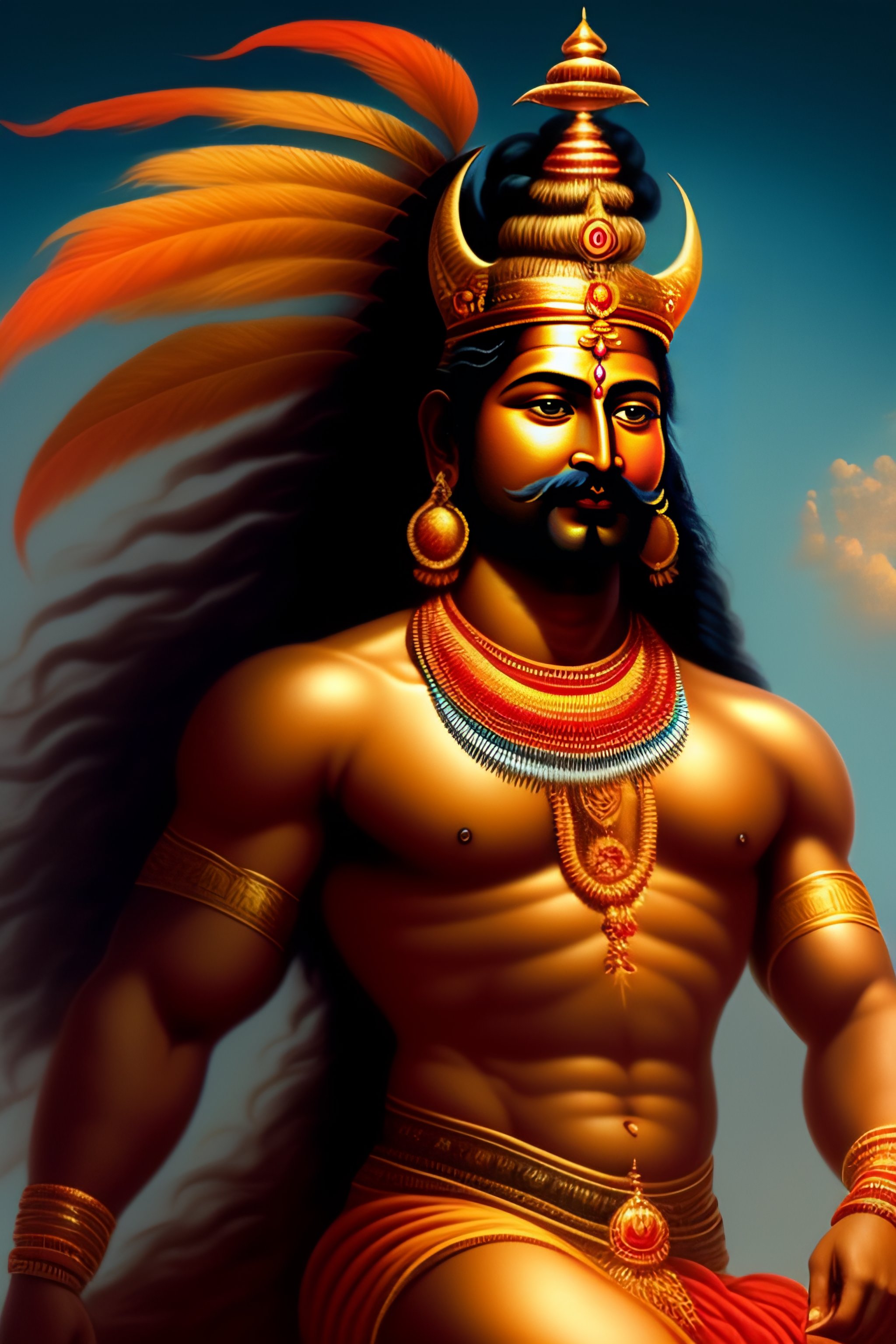 Lexica - Potrait of an indian god Shiva flying with wings