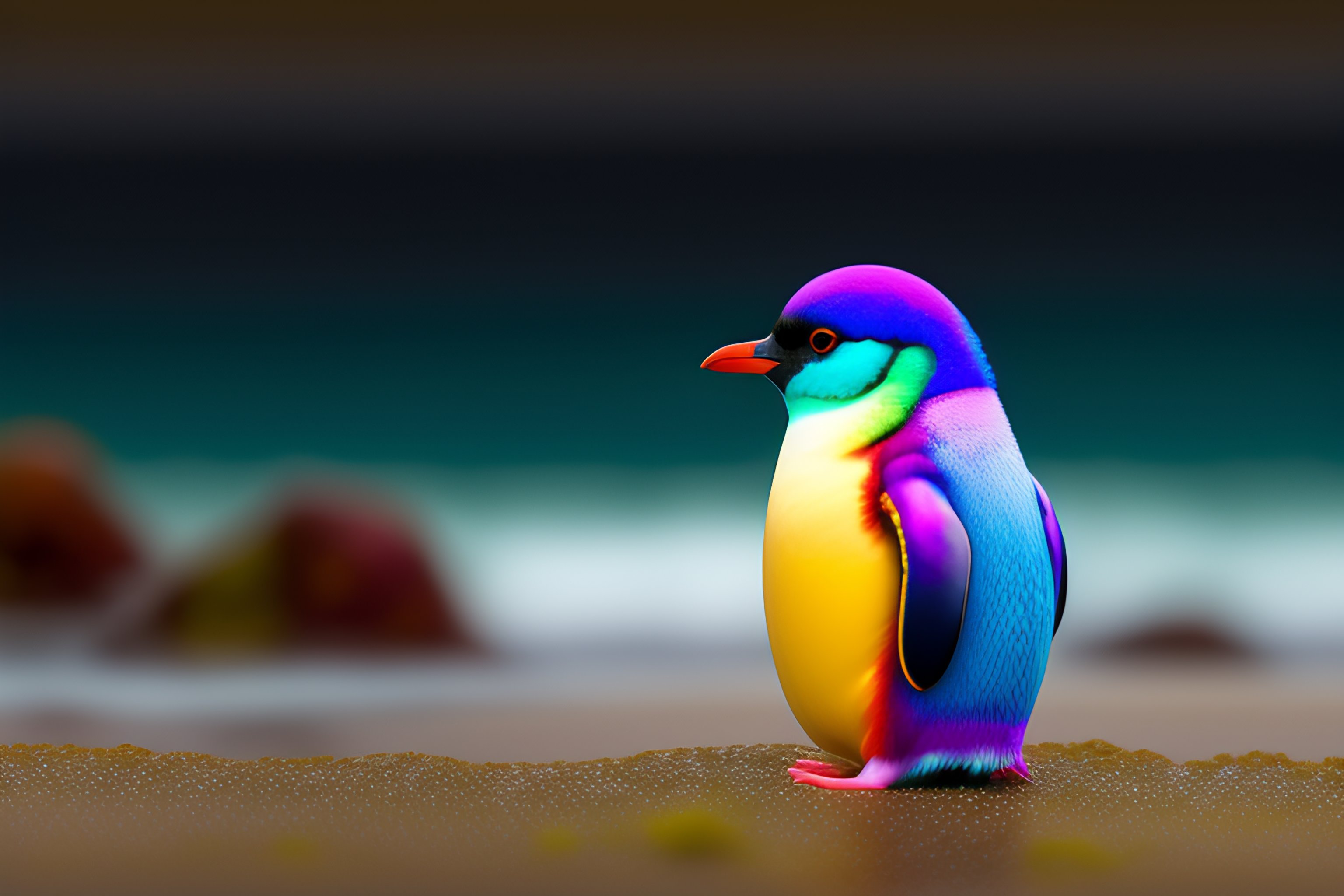 Lexica - A rainbow coloured penguin