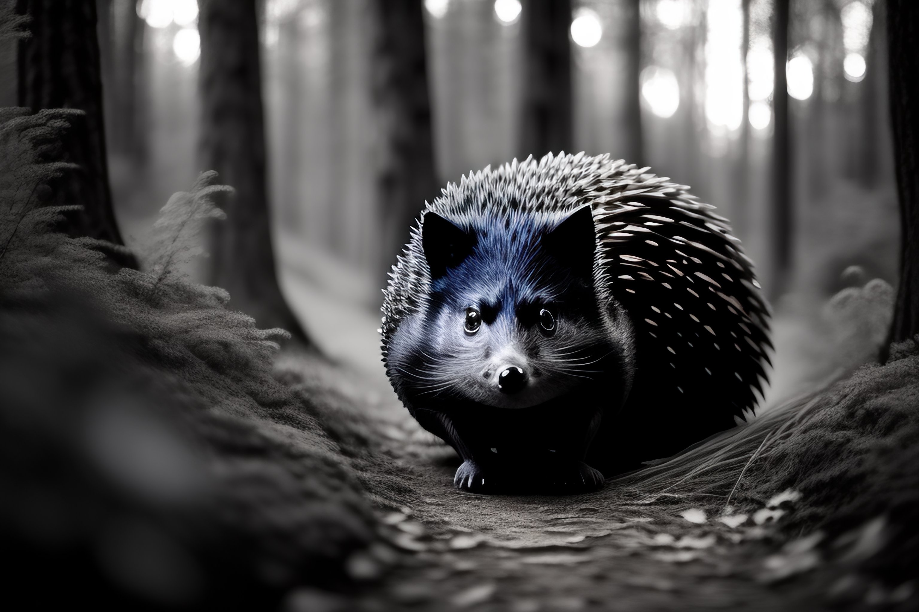 Lexica - Sonic the hedgehog caught on trail cam, black and white, fuzzy ...