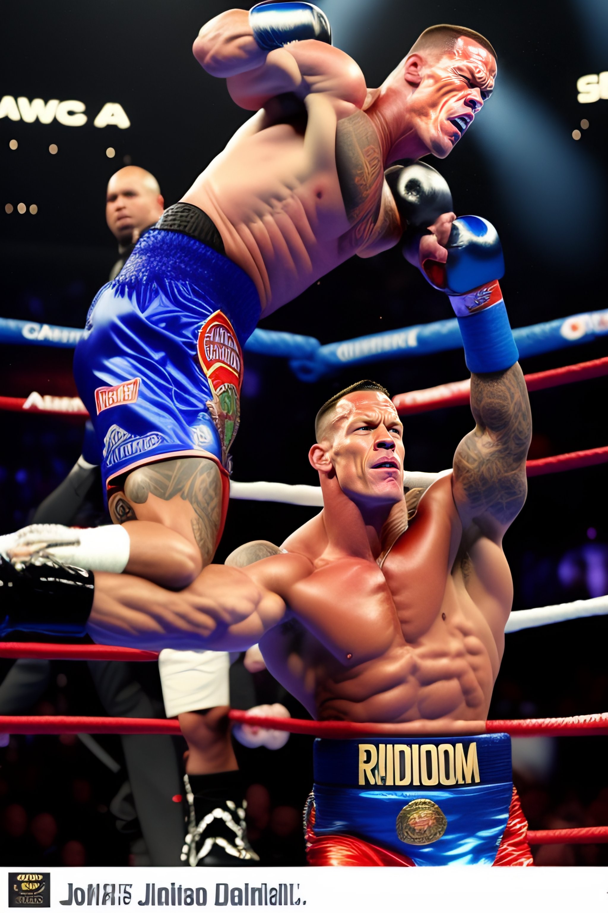 Lexica - A portrait of John Cena doing the rko on randy orton