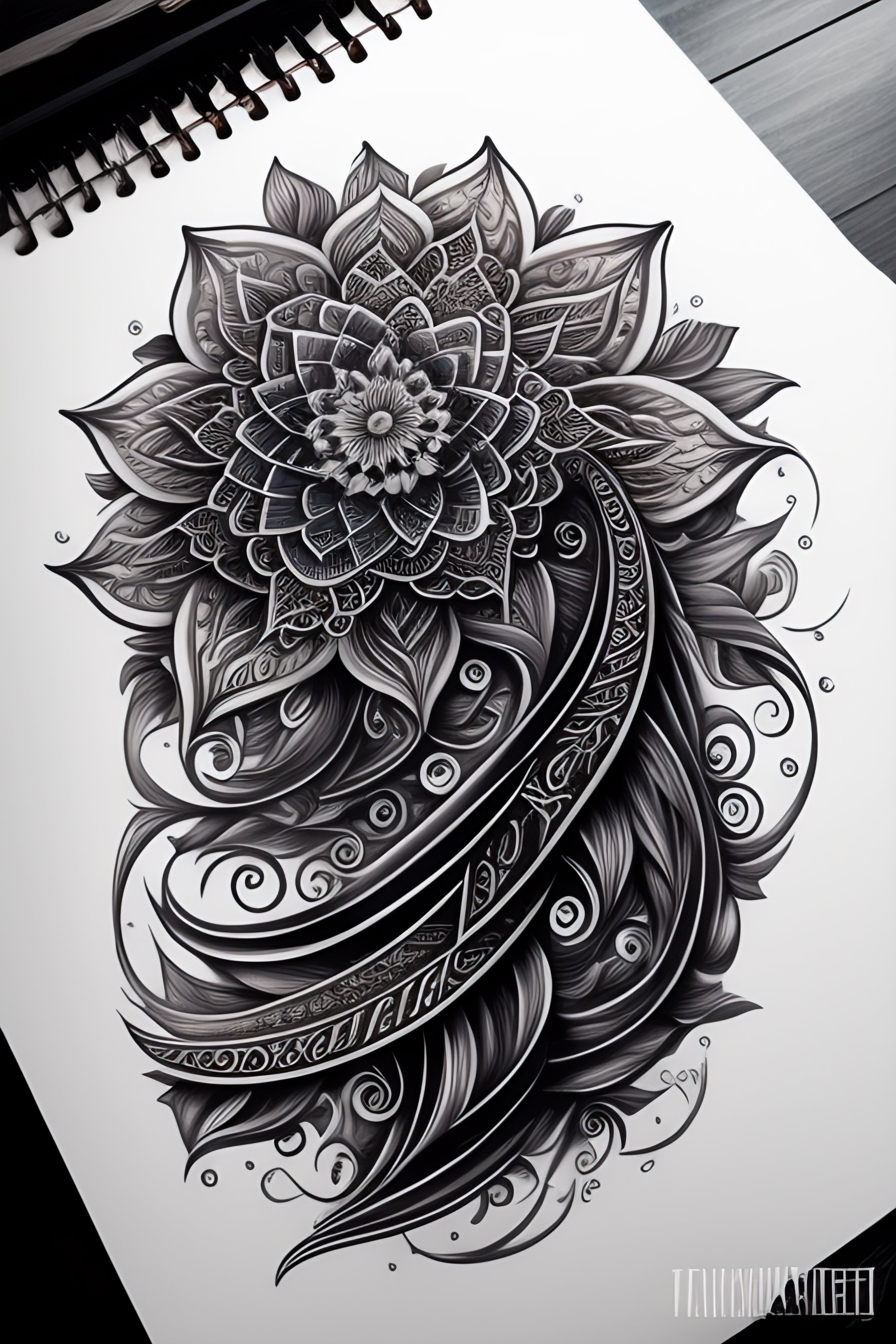 Lexica - Sketch creative tattoo design on white paper