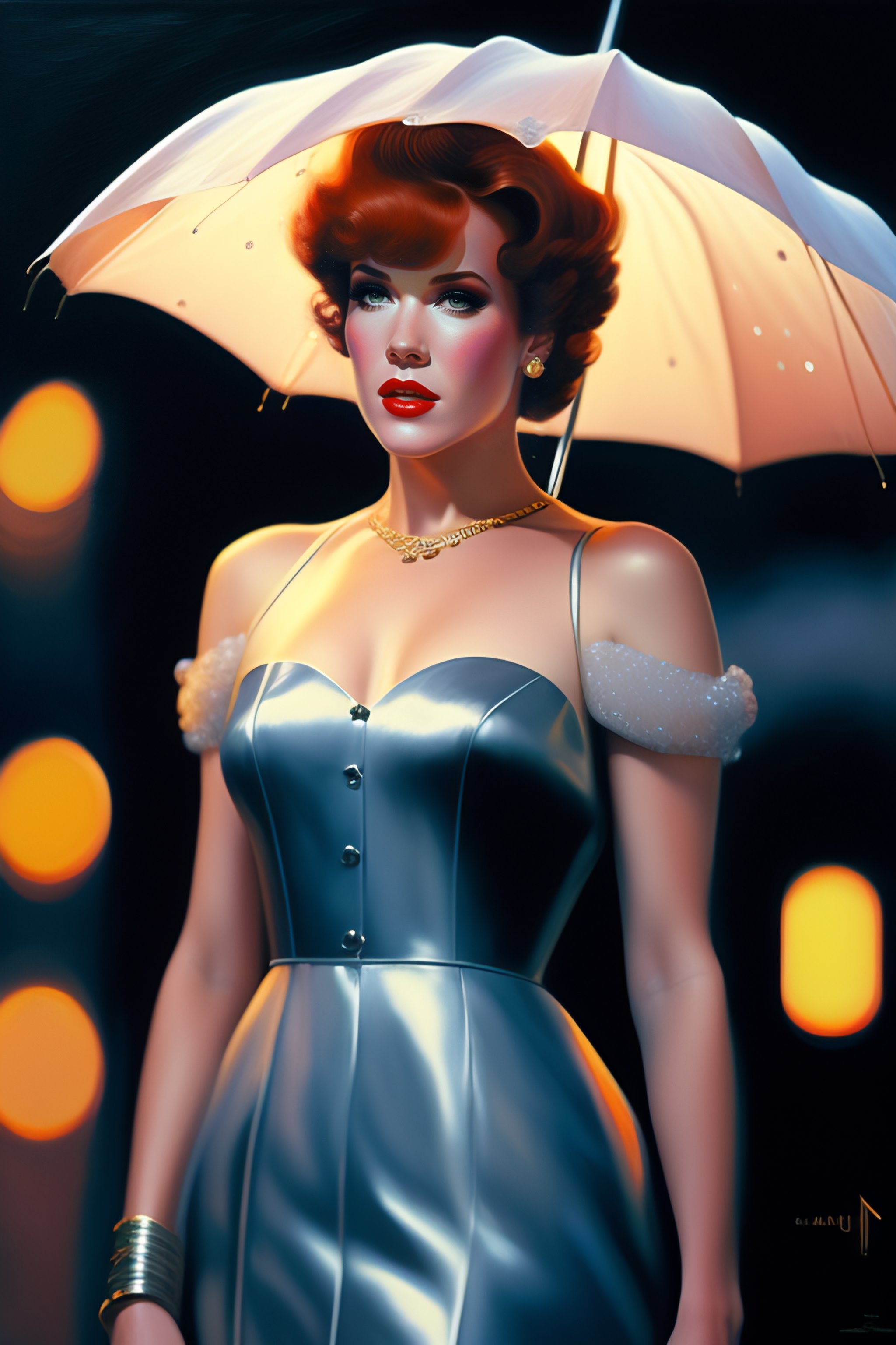 Lexica - Molly ringwald walking, portrait by glenn barr, oil painting, bladerunner, 1 9 585 ...