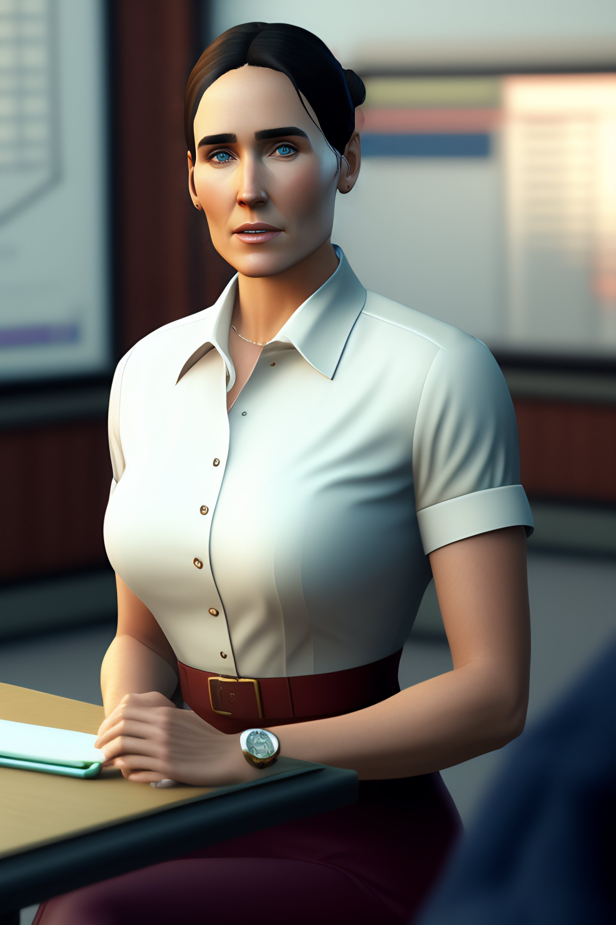 Lexica - Jennifer Connelly as a beautiful school teacher, wearing tight ...