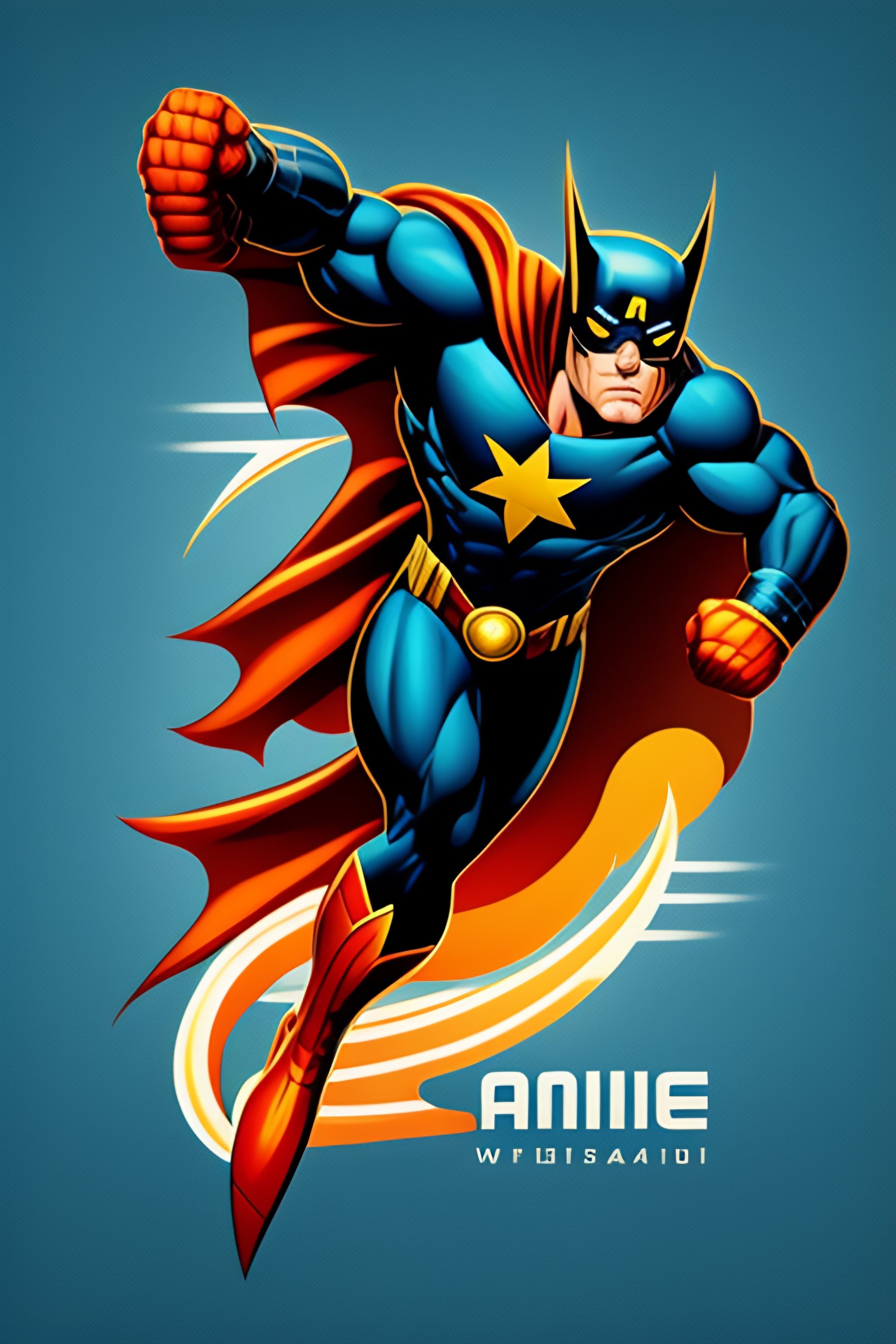 Lexica - T-shirt logo with a graphic of a superhero in action, such as ...