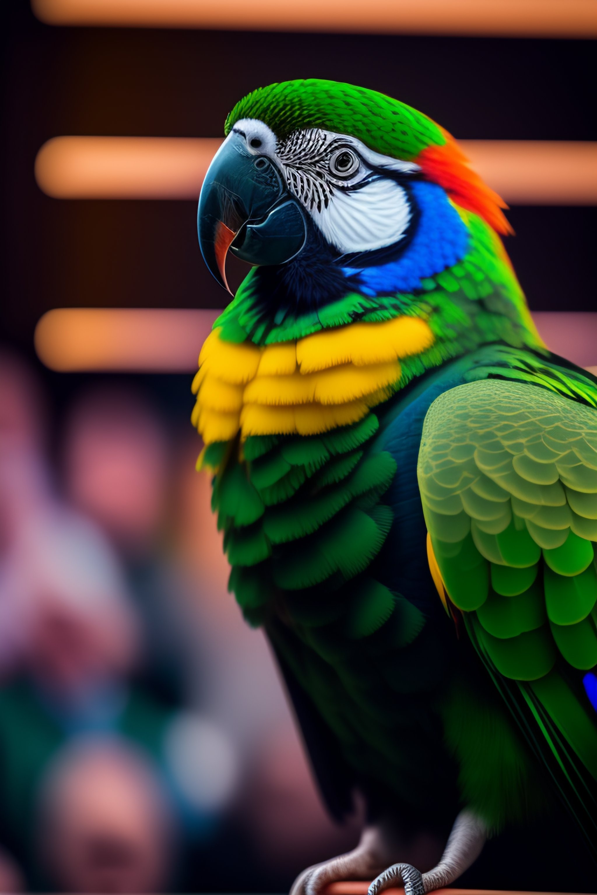 Lexica - Portrait of parrot on stage in front of crowd