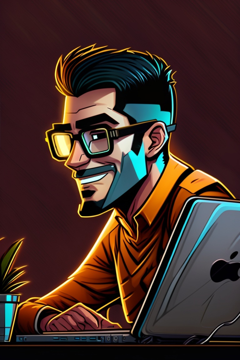 Lexica - A web developer with black hair down to his shoulders and ...