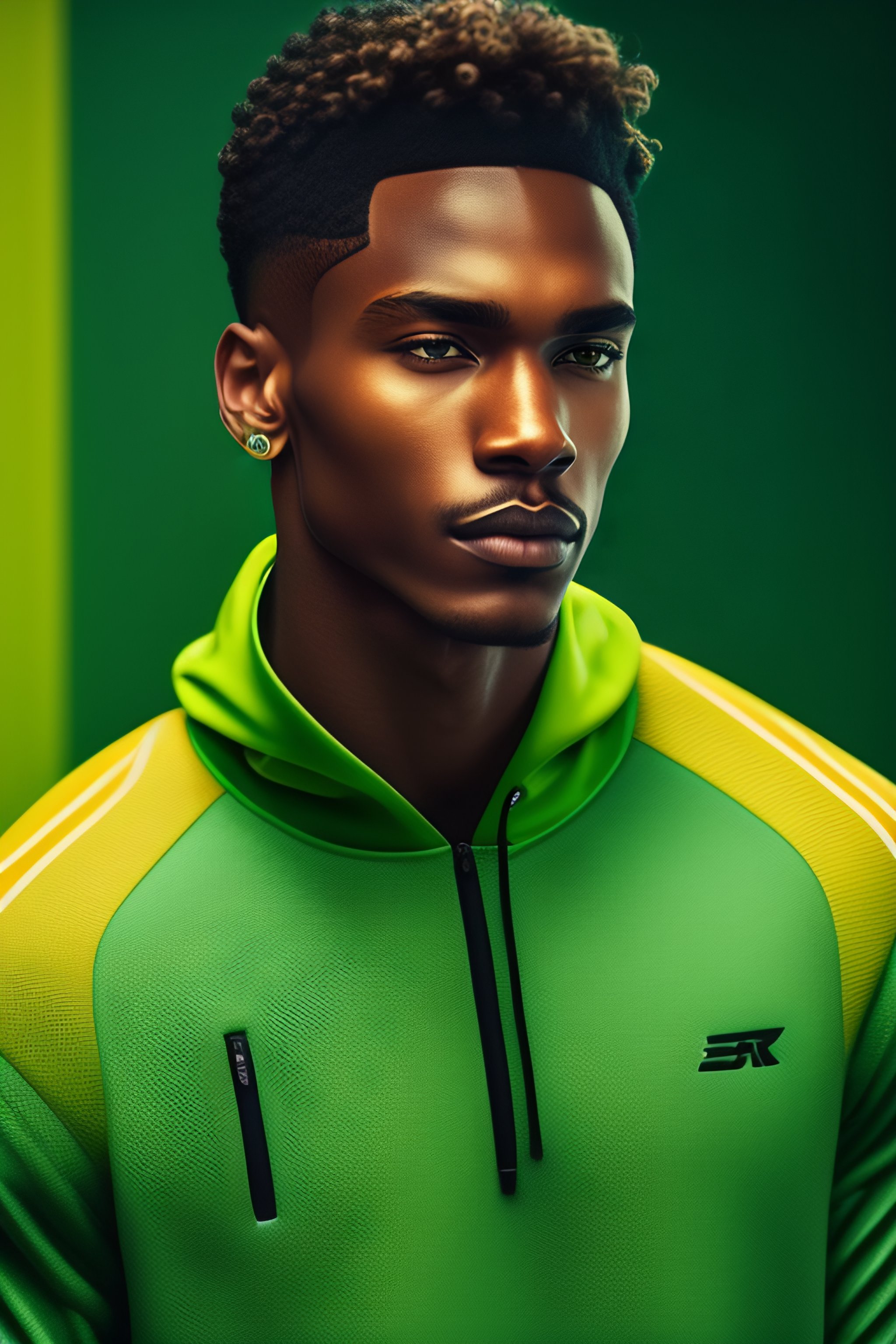 Lexica - A realistic man dressed in a sporty style in a green ...