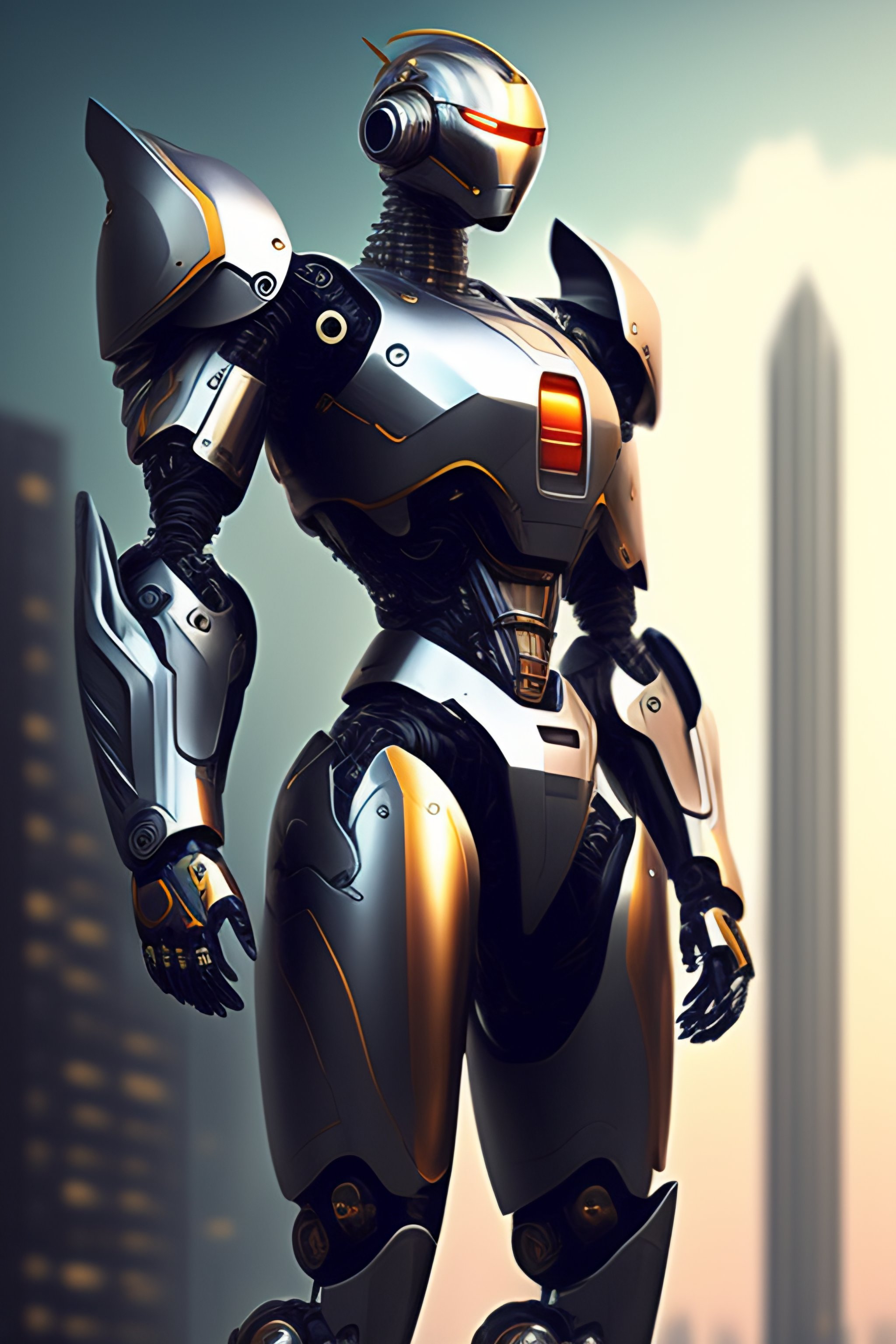 Lexica - Mecha human cyborg style robotic arms legs half human half android