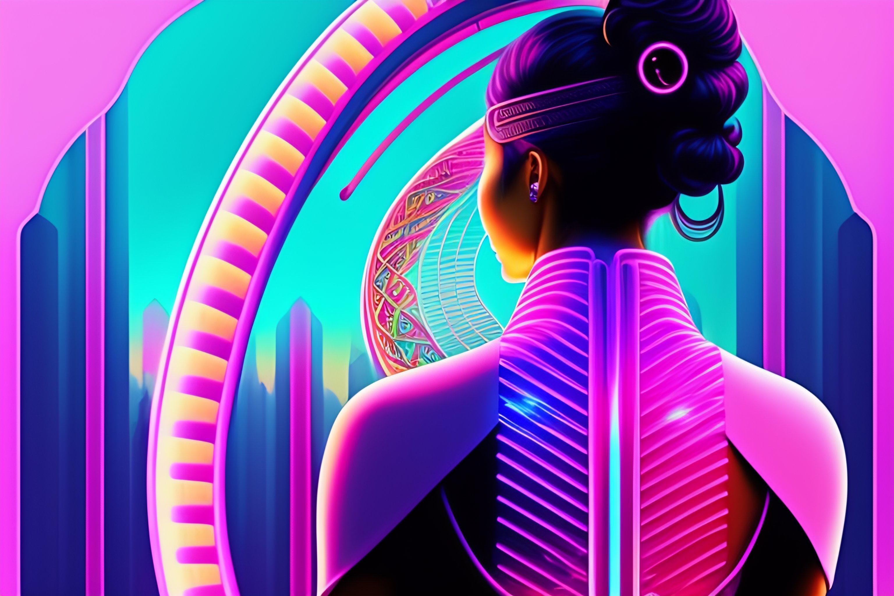 Lexica - Highly detailed 70s futuristic illustration of DNA in a ...