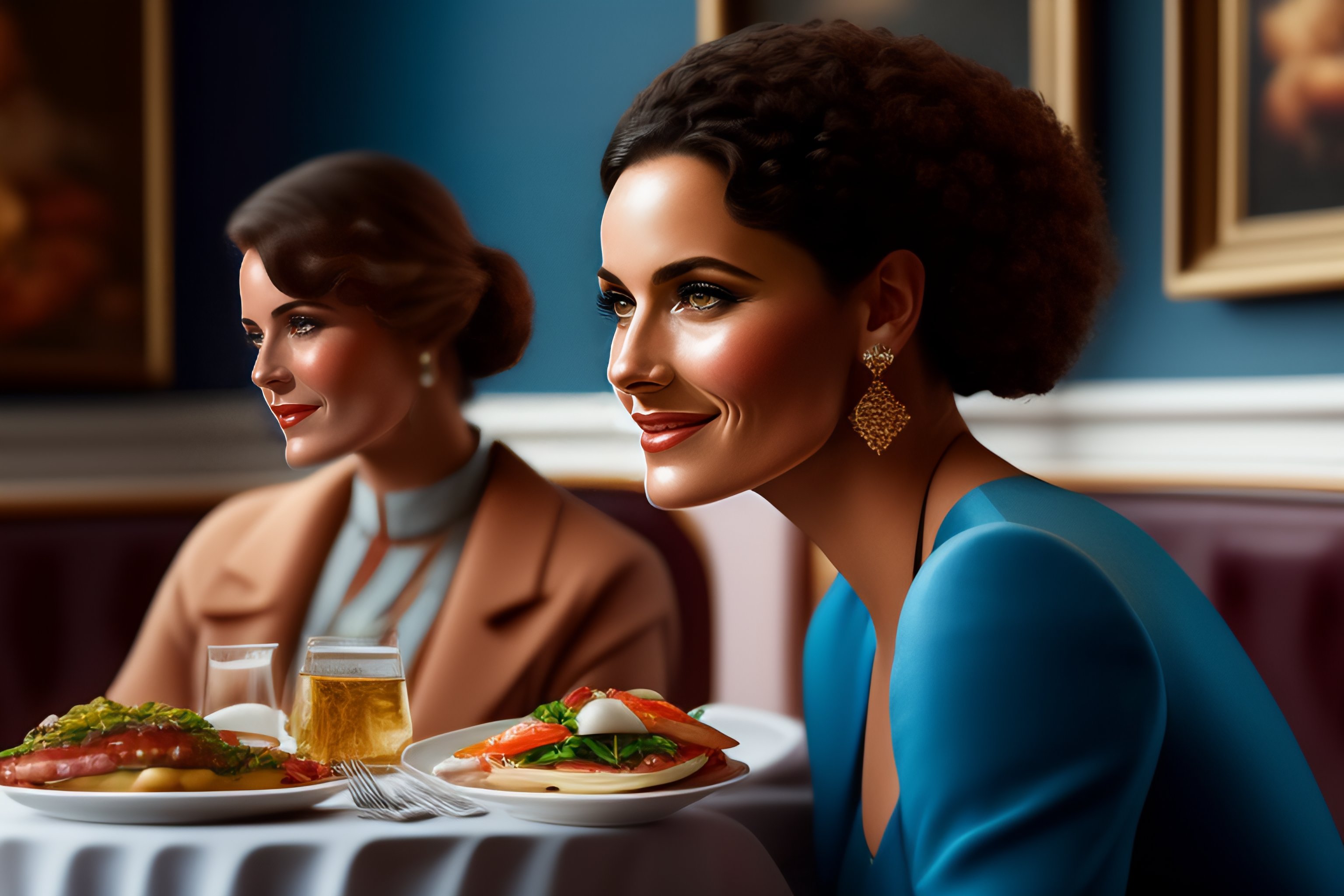 Lexica - Clara Campoamor and Victoria Kent dining in a restaurant ...