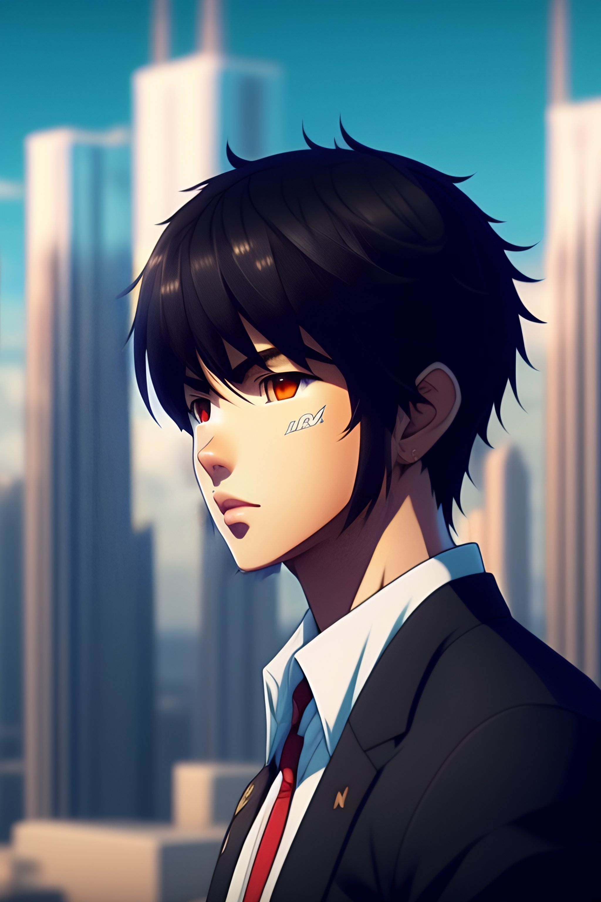 Lexica - Portrait of a 20-year-old white men comma black hair anime ...