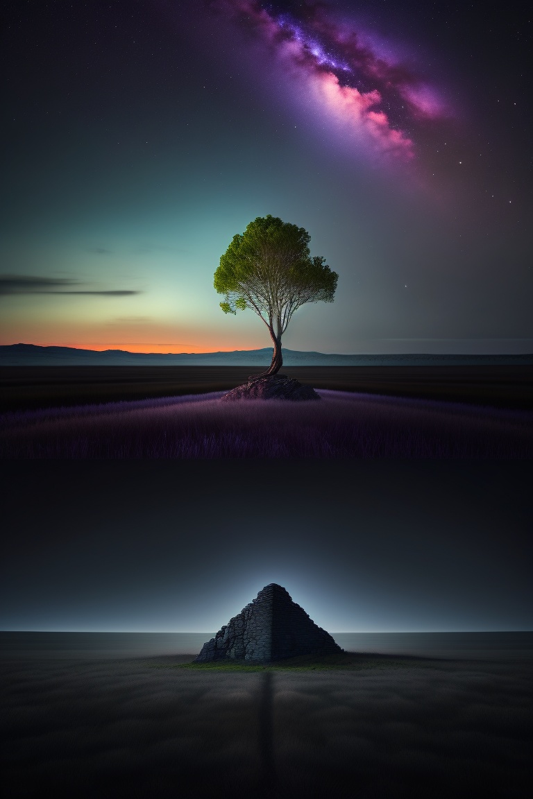 Lexica - A small lone dead tree in a dark desolate field, twilight ...
