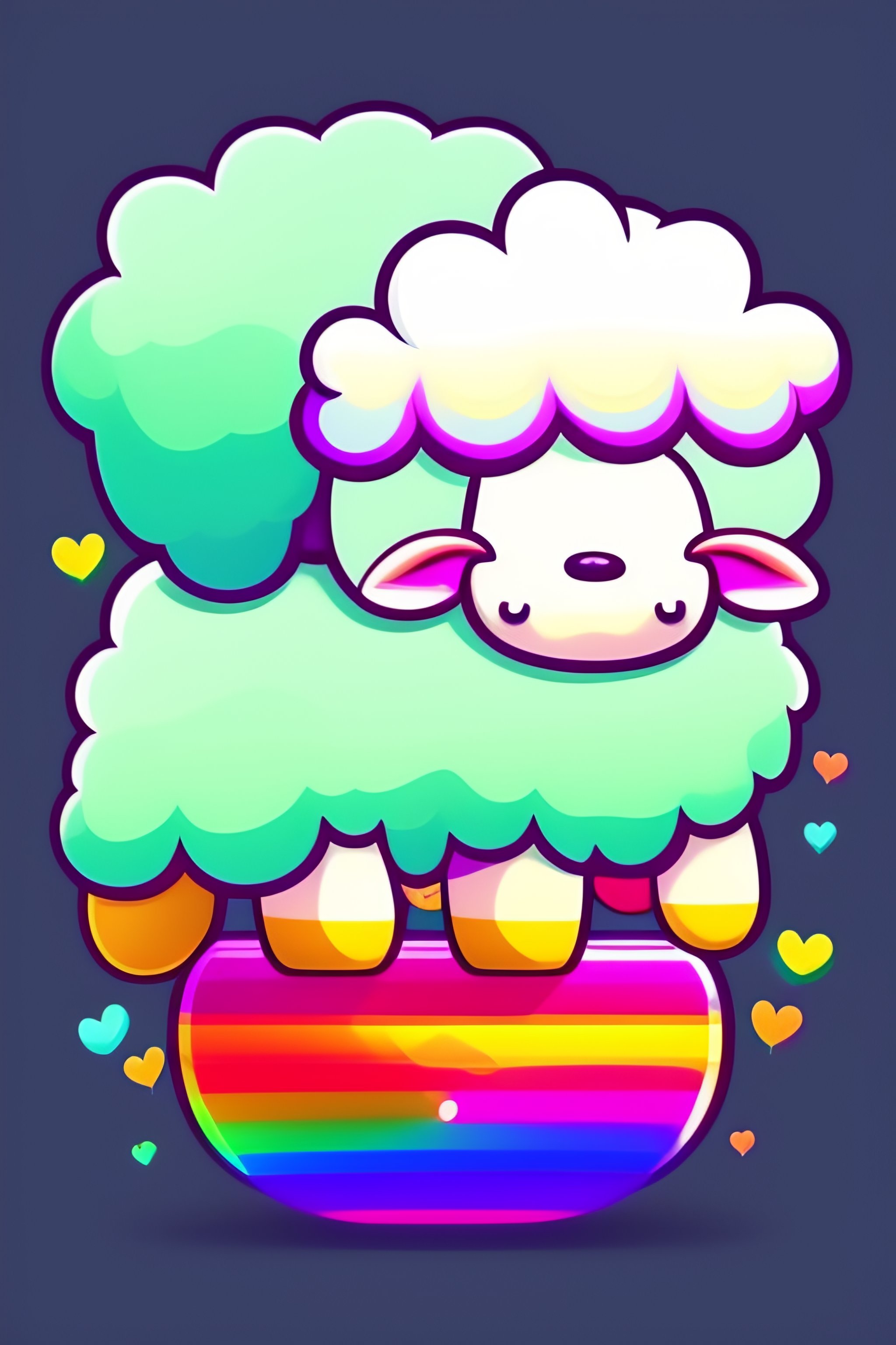 Lexica - Cute sleep sheep chibi cartone style fly in rainbow, 2d, mint ...