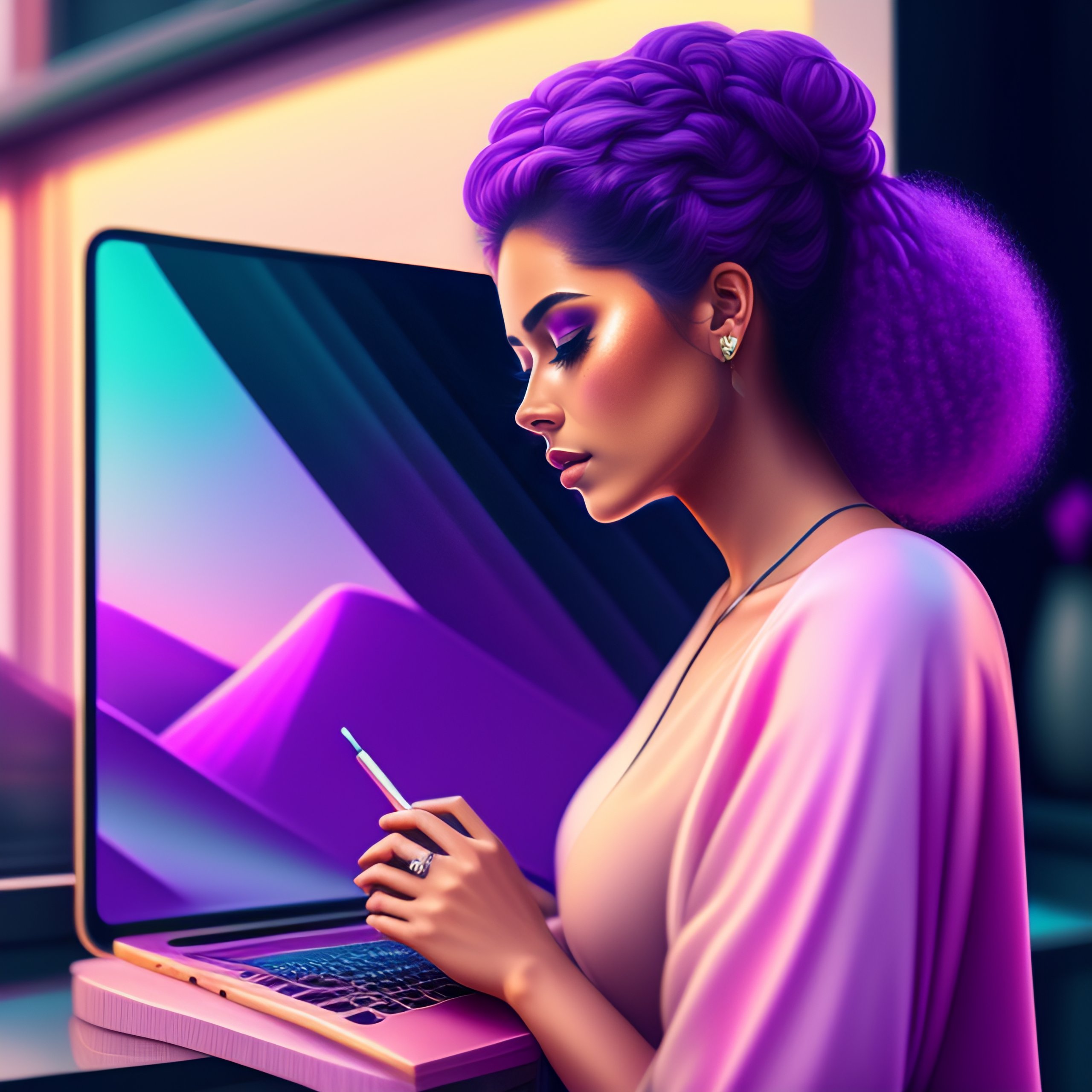 Lexica - Woman programming on her laptop, coding aesthetic, pastel ...