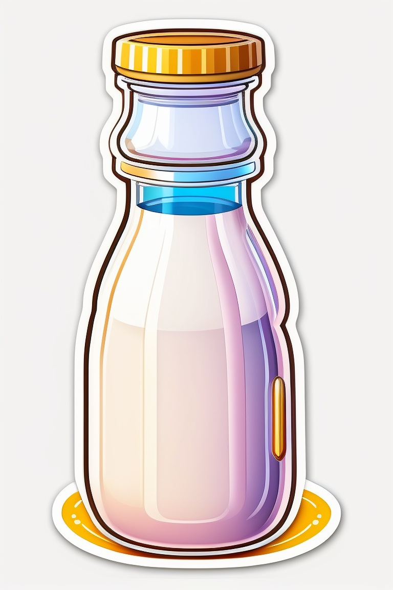 Lexica - Cat holiding milk bottle, Sticker, Happy, Primary Color, Chibi ...