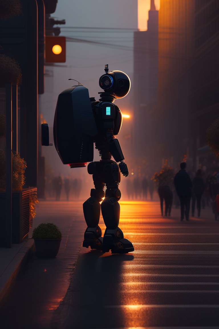 Lexica - In a final shot, the camera lingers on the robot. Its ...