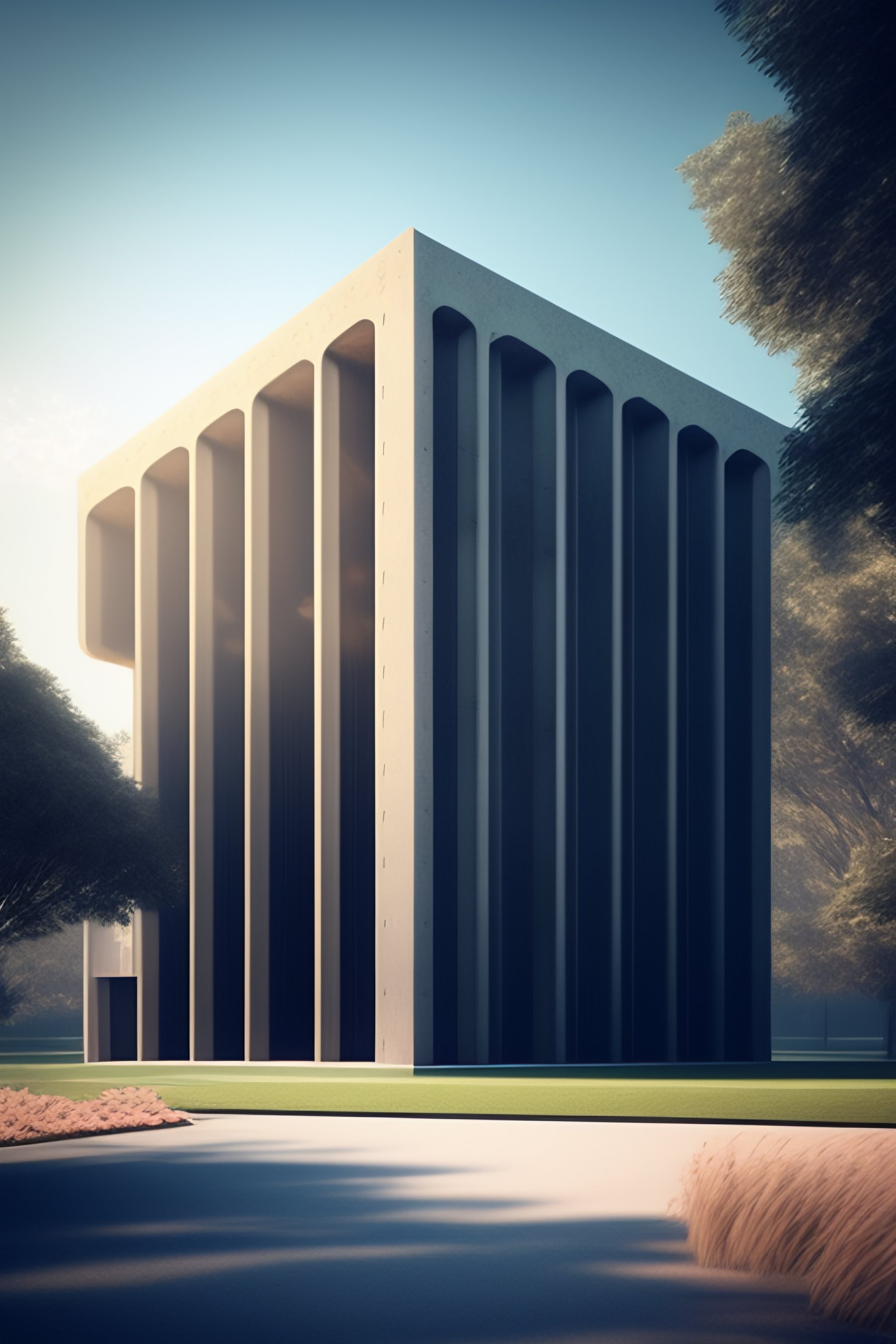 Lexica - Brutalism architecture building, shaped like Britney Spears