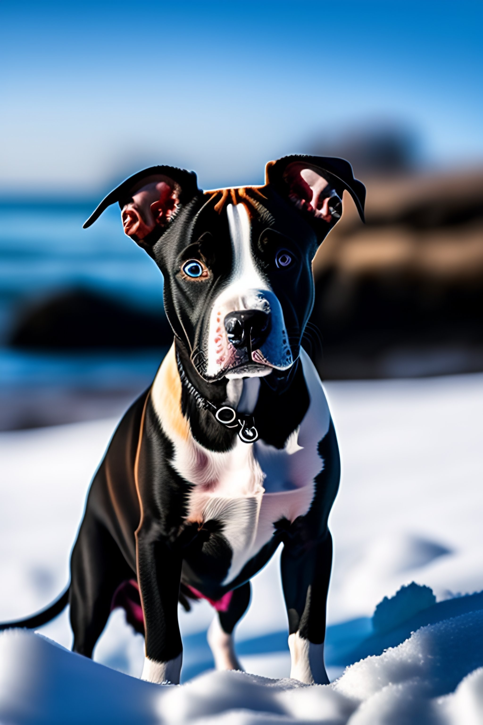 Black Pitbull With Blue Eyes