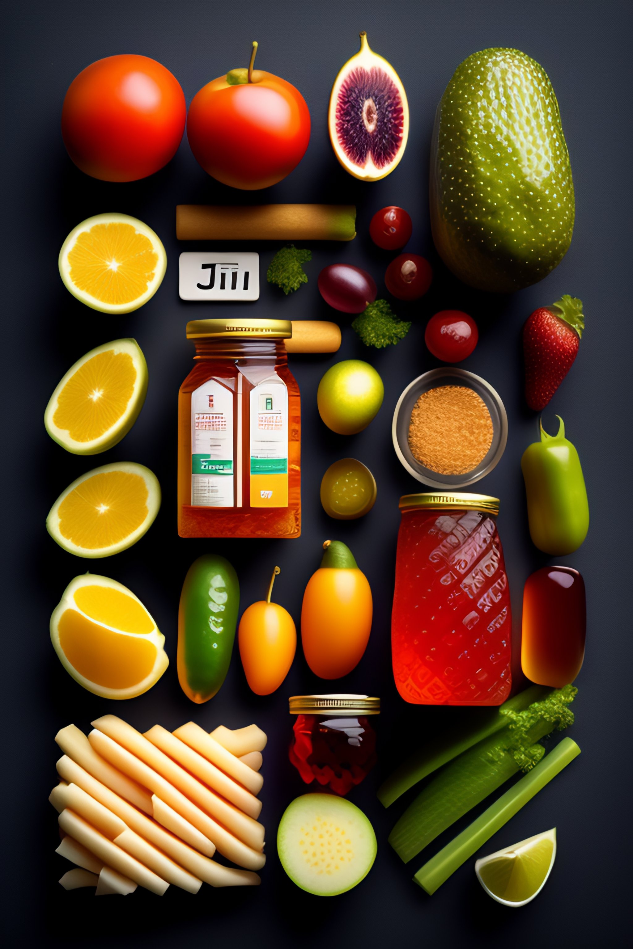 Lexica - Knolling, flat lay, Jams, pickles, Jelly