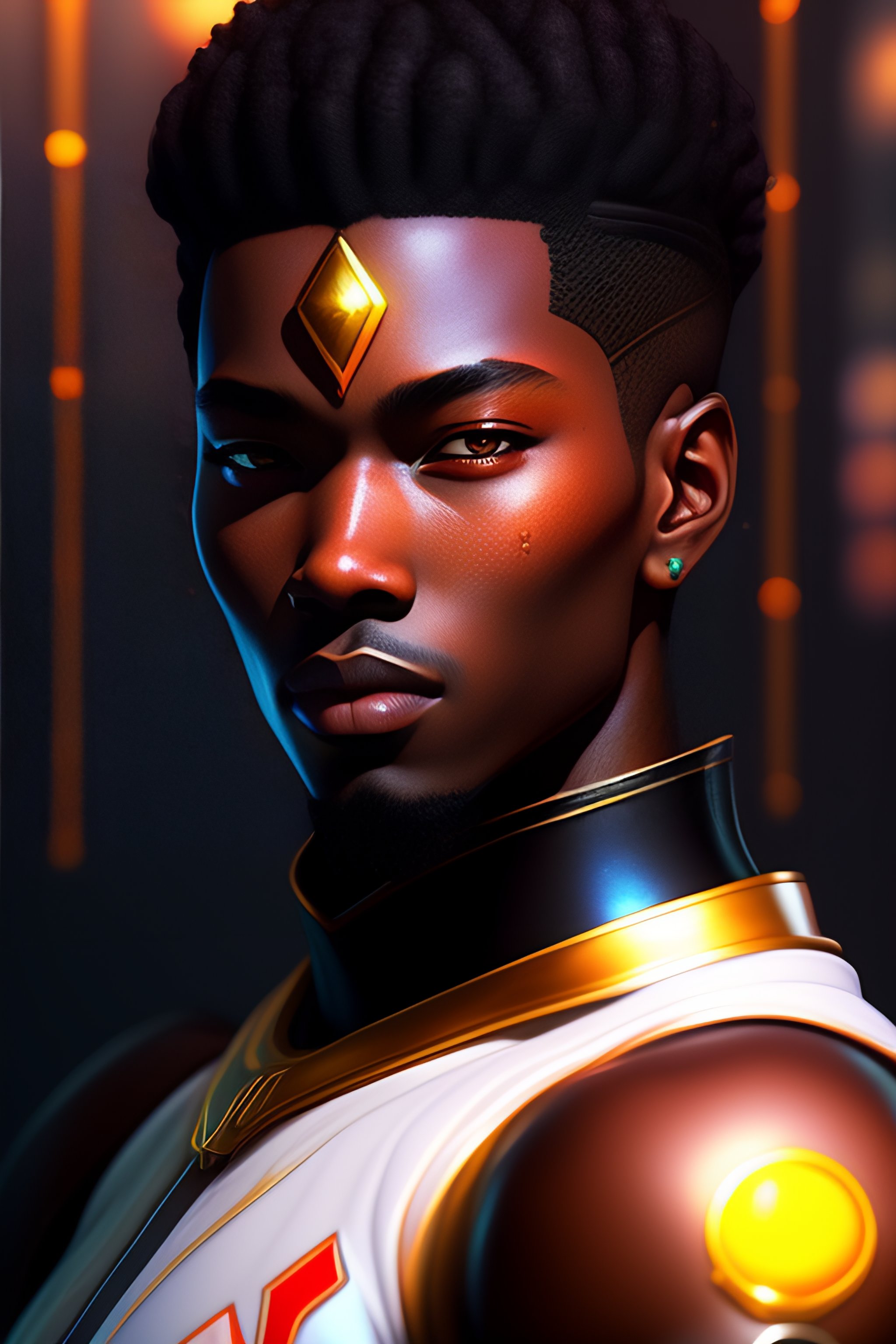 Lexica - Portrait of a dark-skinned male god with (((((glowing white ...