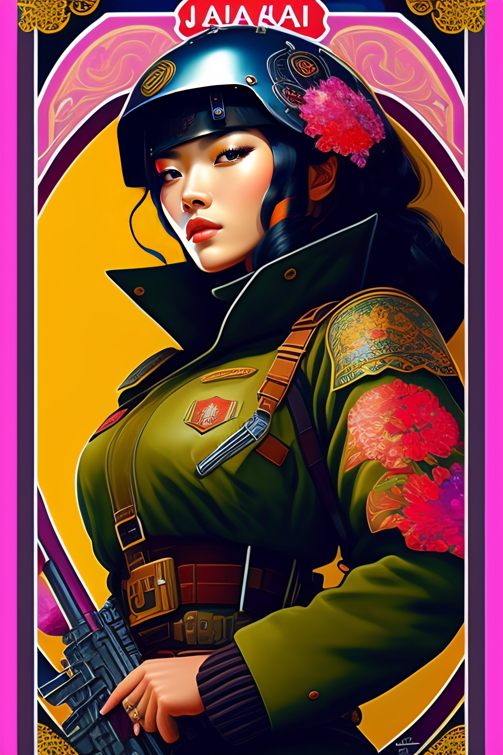 Lexica - Magazine cover poster, upper portrait of soldier wearing ...