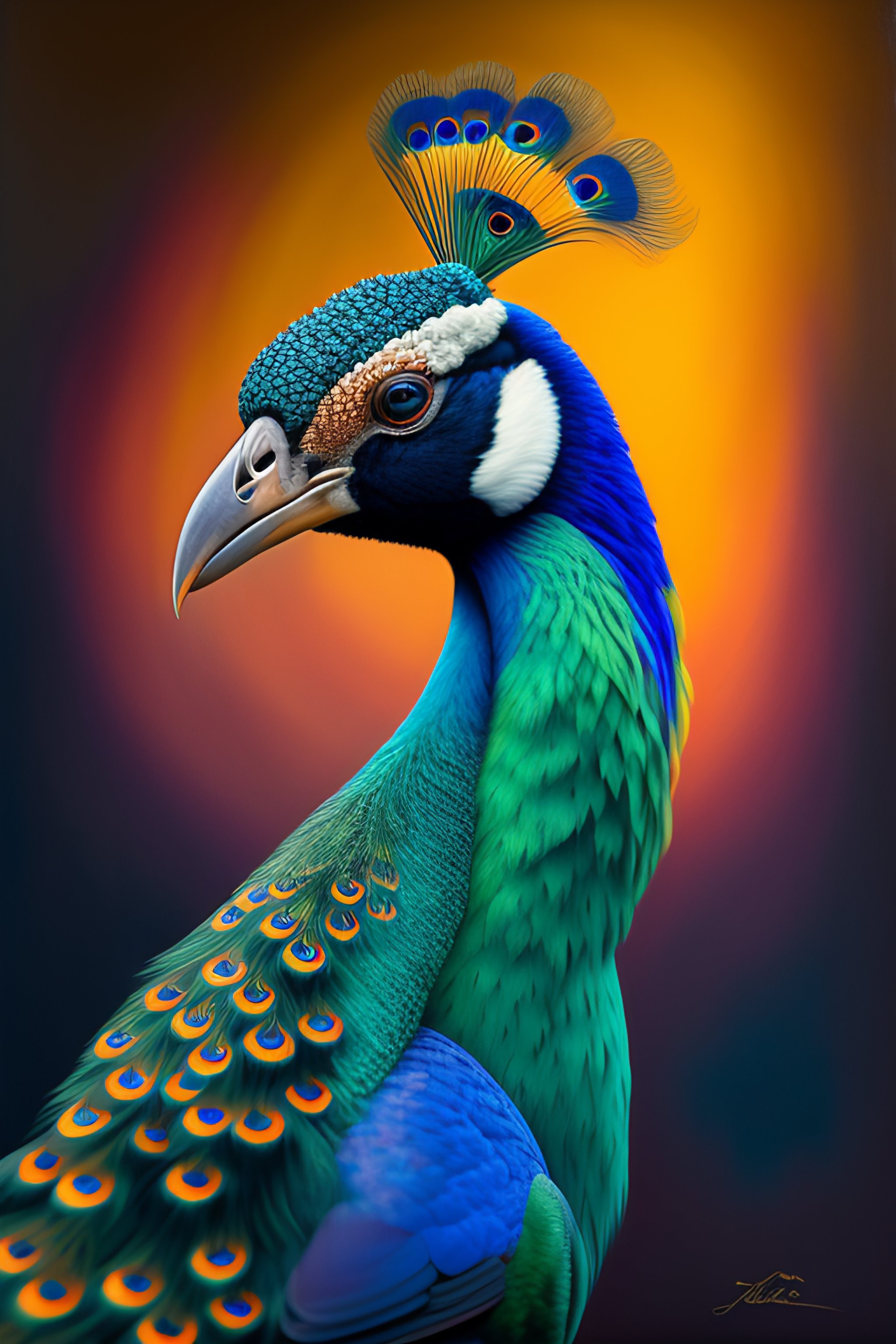 Lexica - Peacock full color painting total body with tail