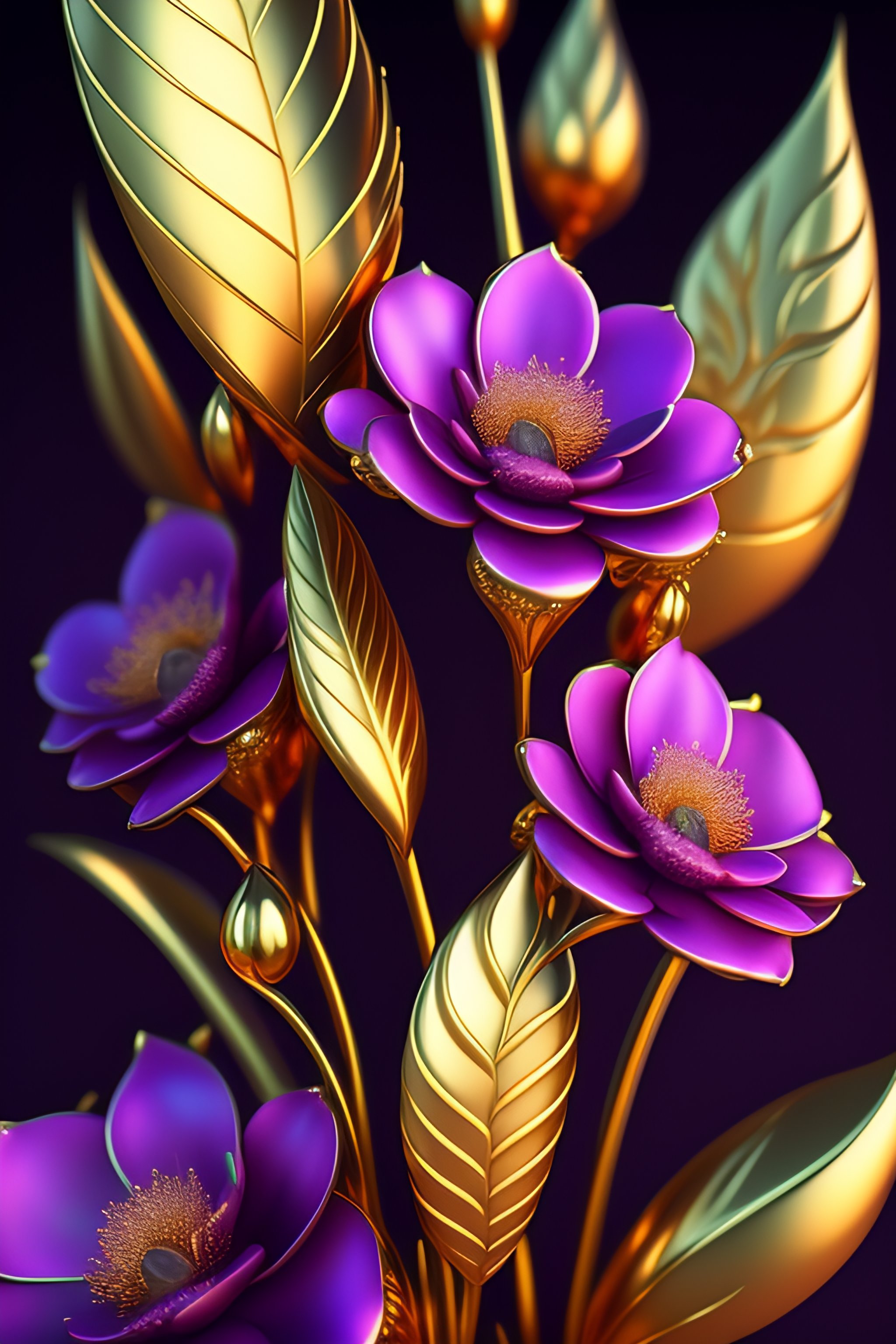 Lexica - Ornate pattern and abstract flowers and vines, gold and ...