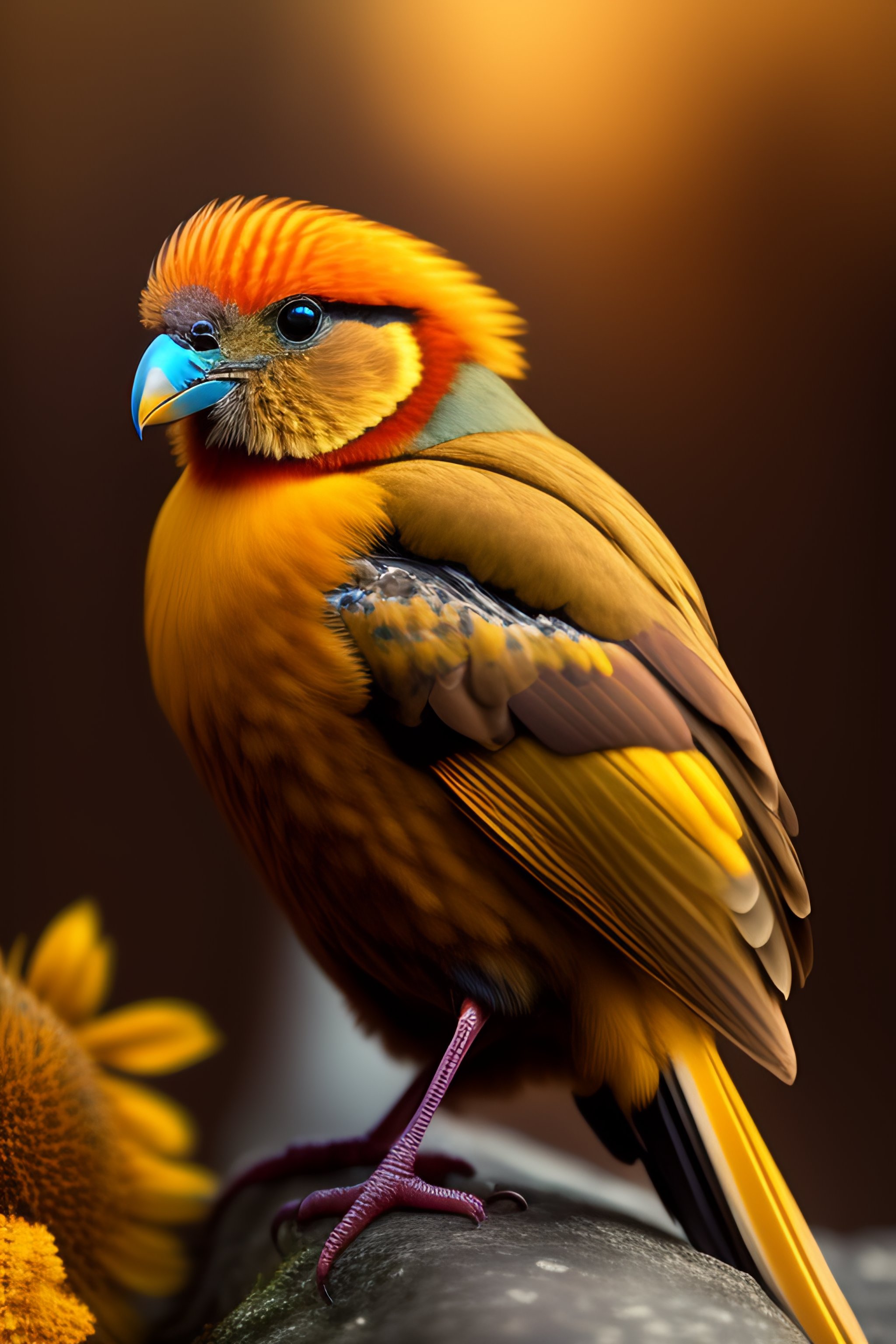 Lexica - Humanoid bird, large talon, golden brown feathers