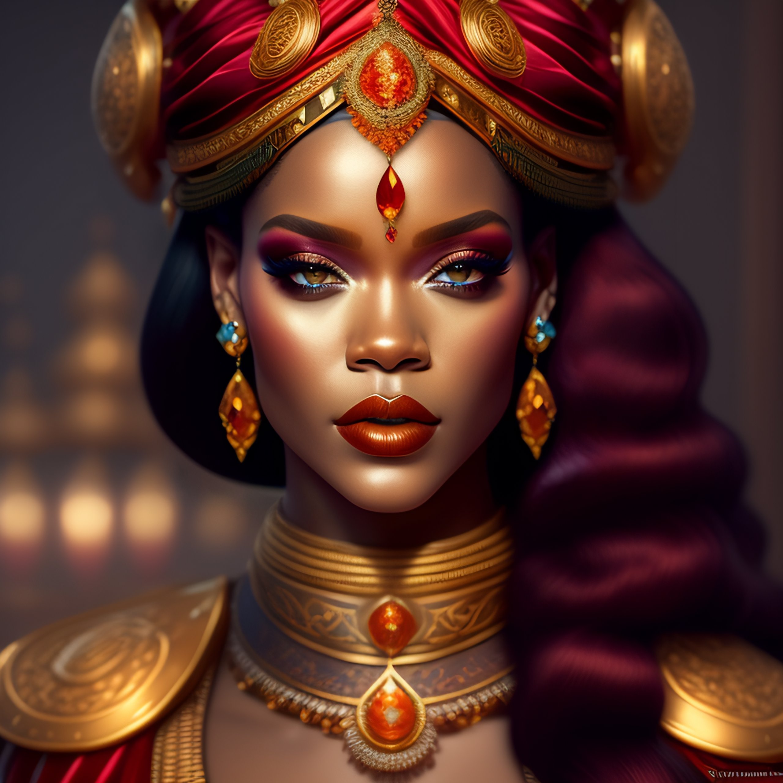 Lexica - Beautiful portrait of Rihanna as cleopatra, red hair, d & d ...