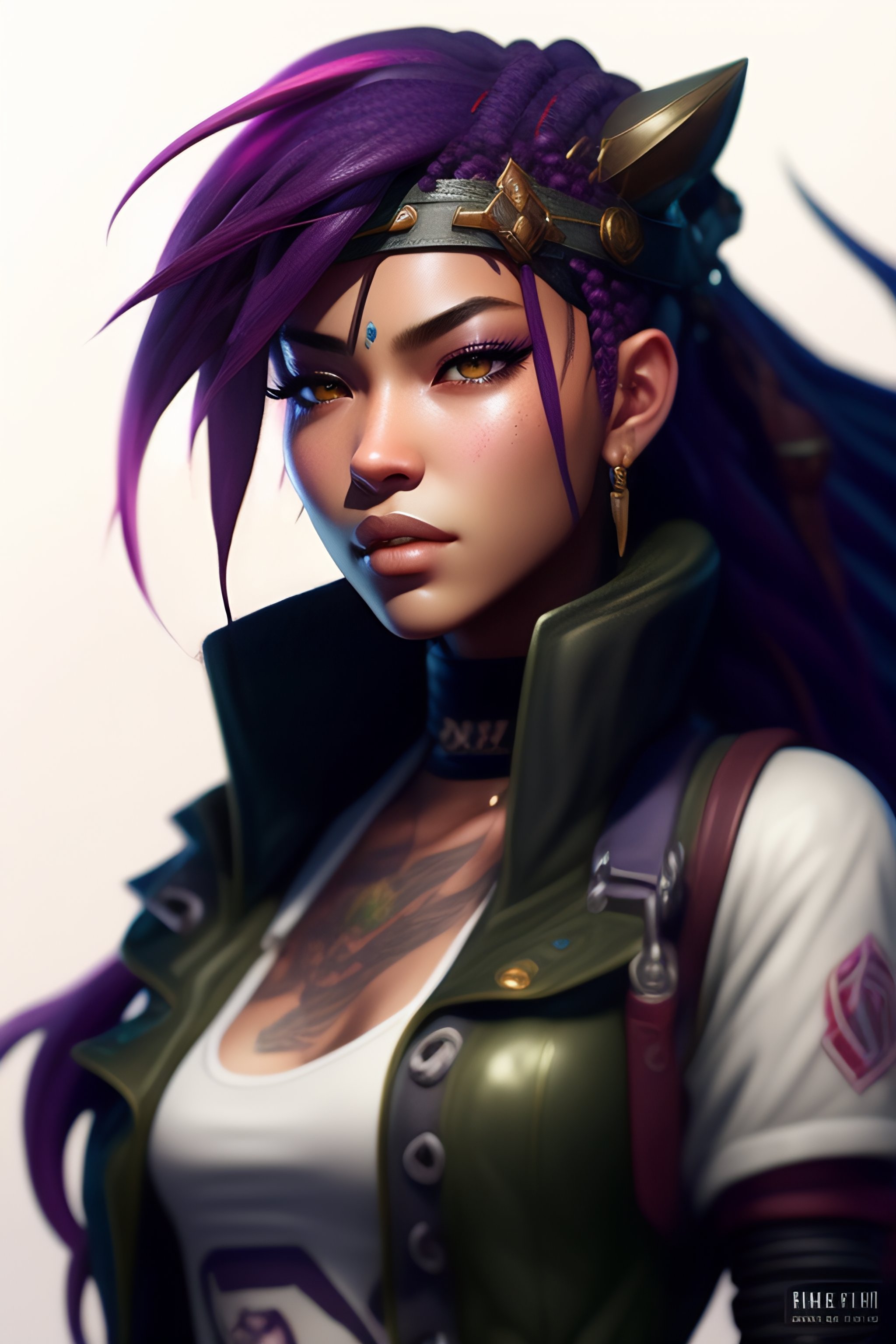 Lexica - Portrait jinx from league of legends braids grunge punk sharp ...