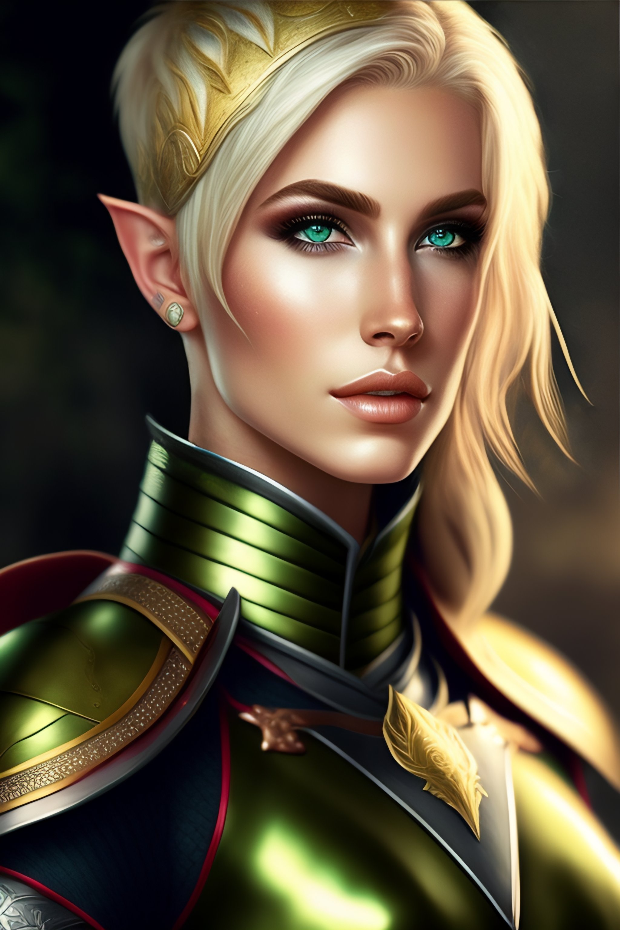 Lexica - Young adult female, leather armour, blonde hair, pixie cut ...