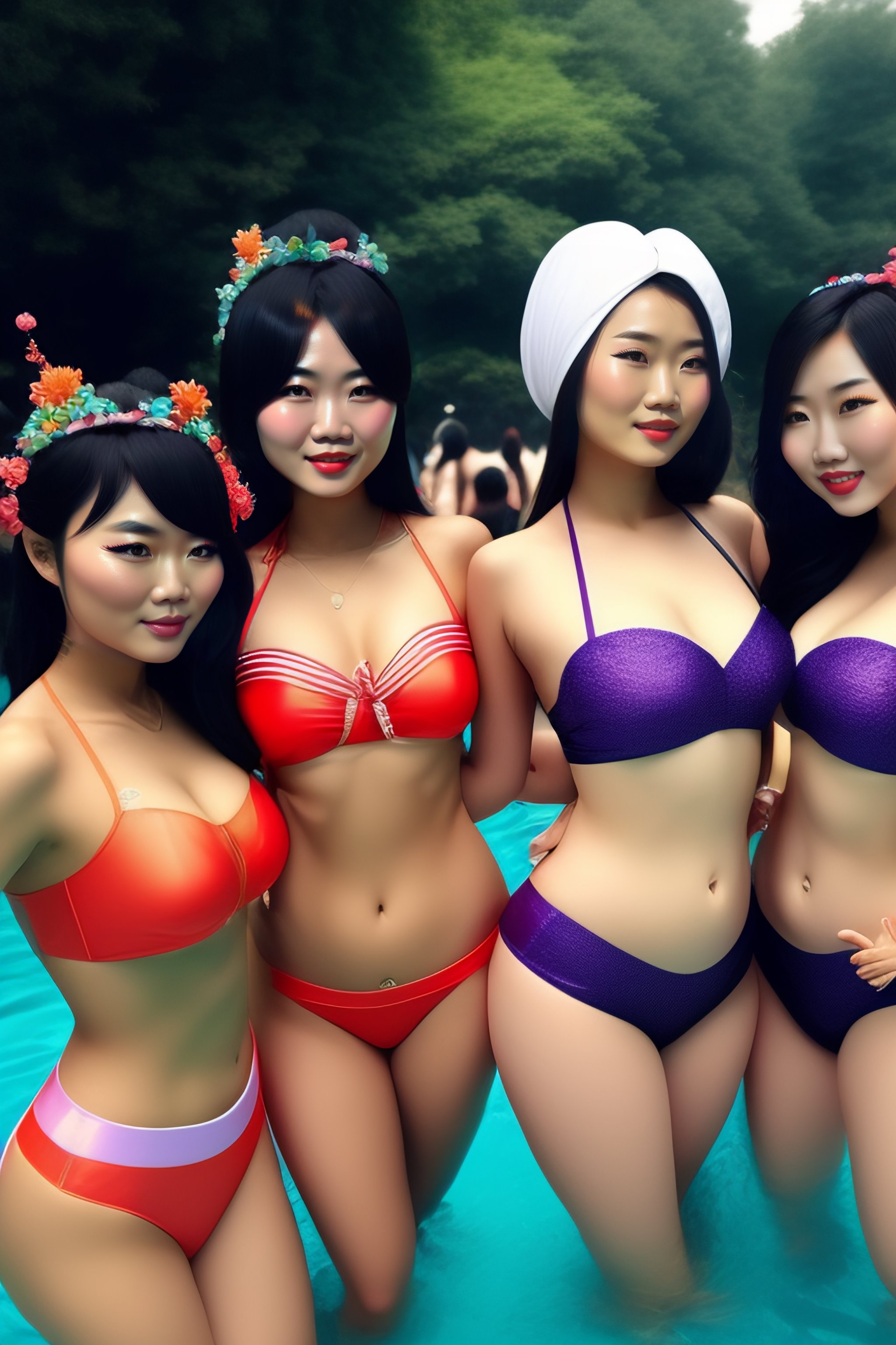Lexica - Group of asian girls wearing cosplay bathing suits