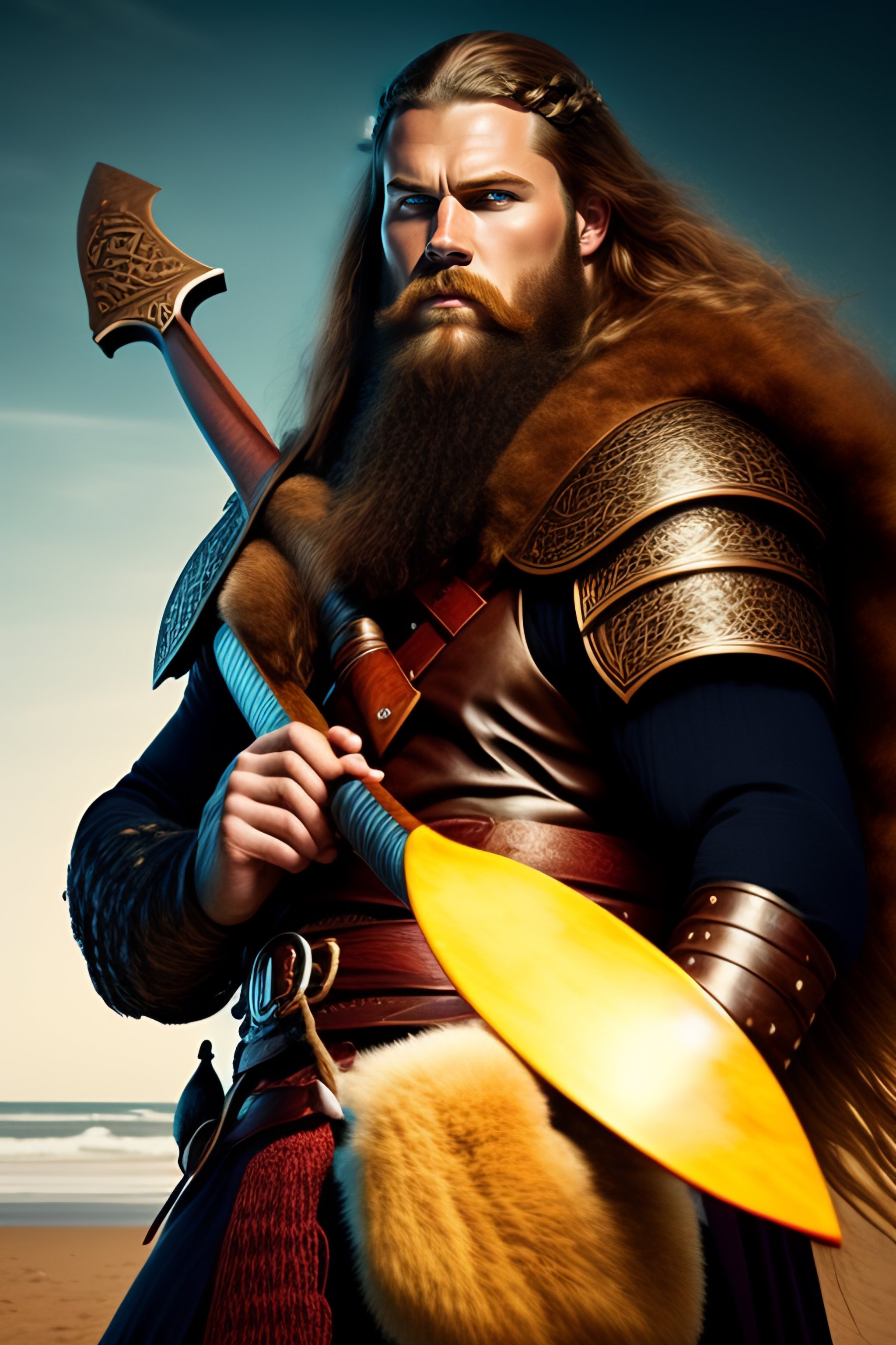 Lexica - Portrait of viking with axe