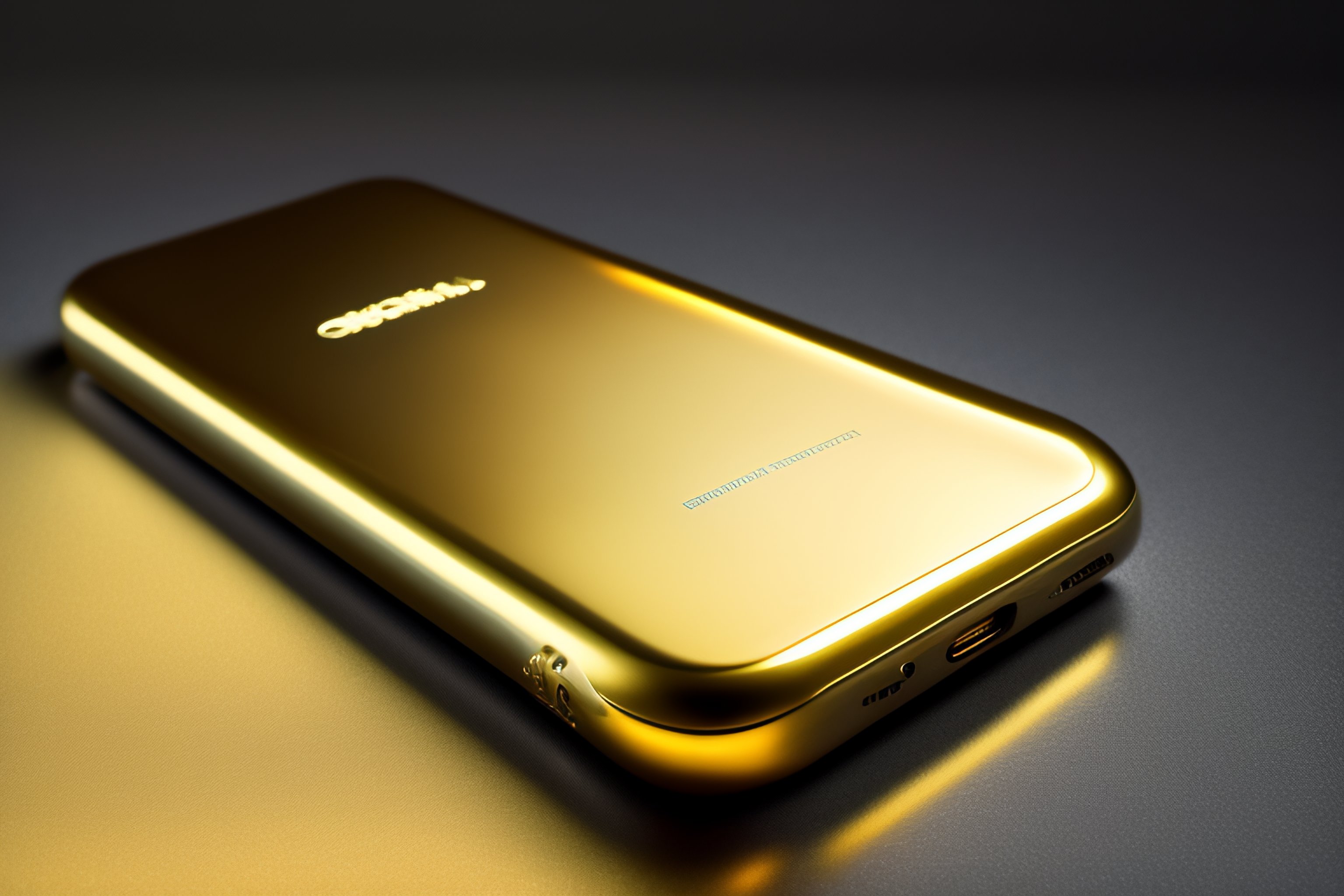 Lexica - A thin gold-colored smartphone, on a white background.