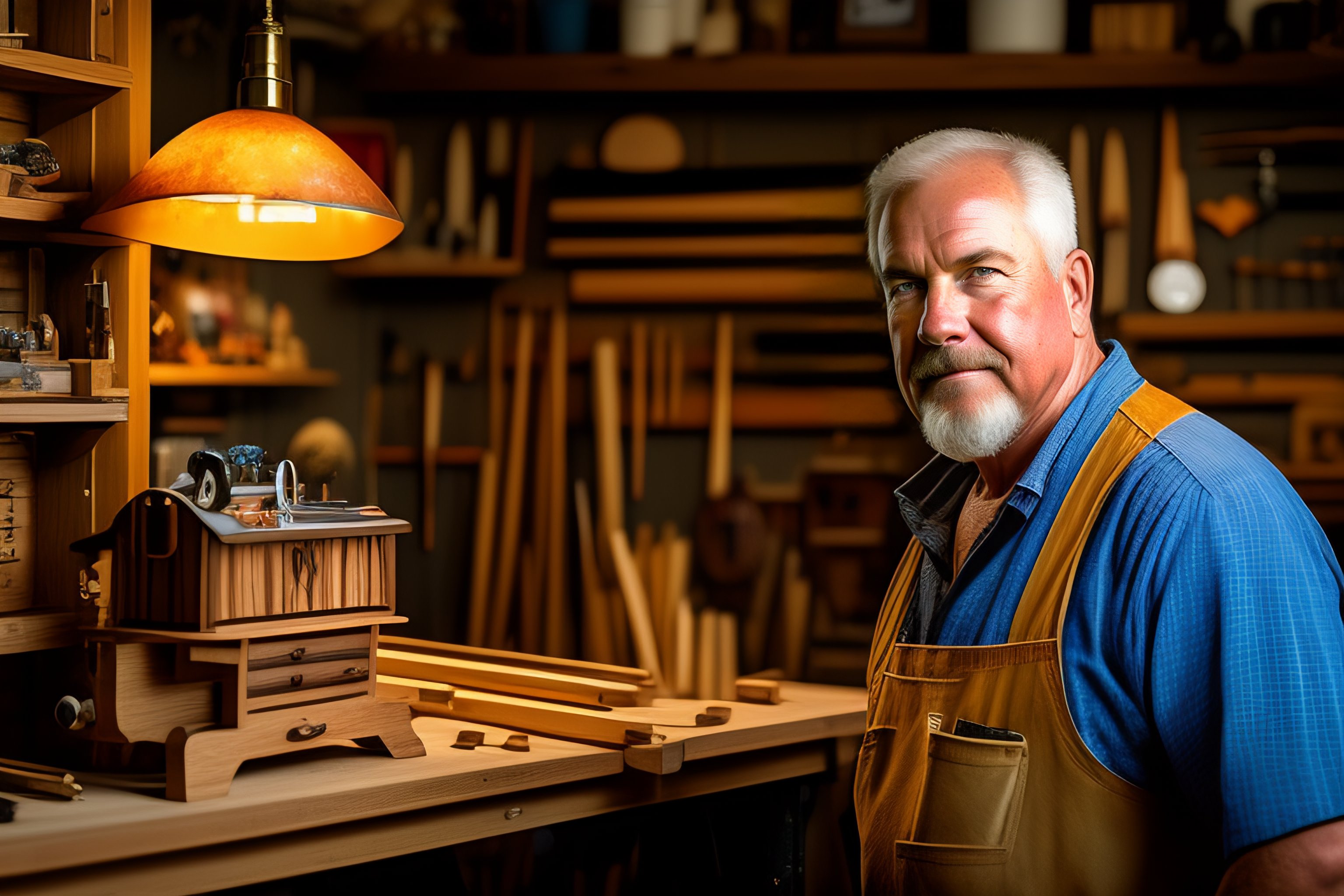 Lexica - Portrait of a master woodworker in his shop