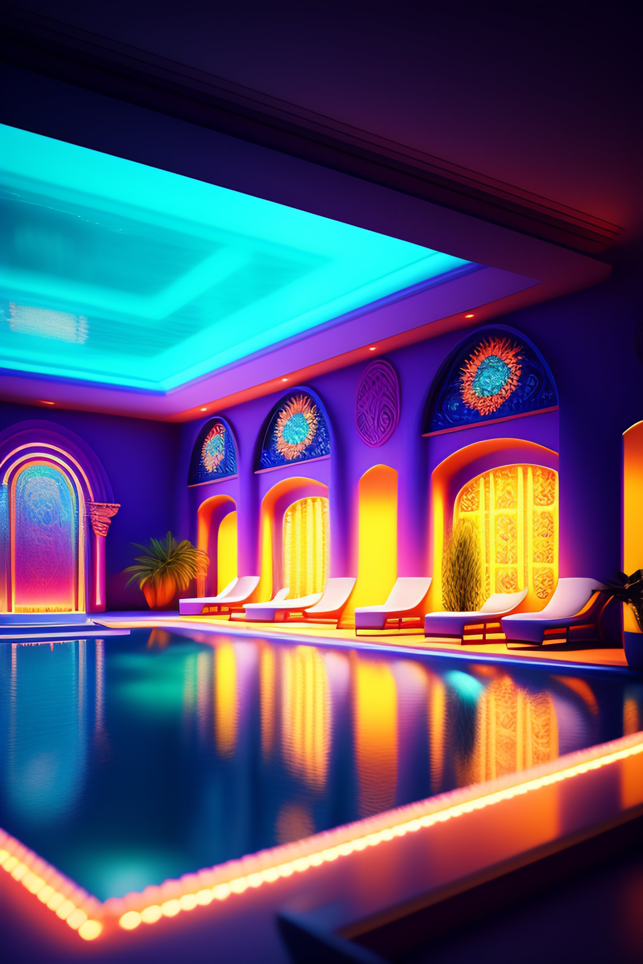 Lexica - Swimming pool filled with women wearing colorful bikinis ...