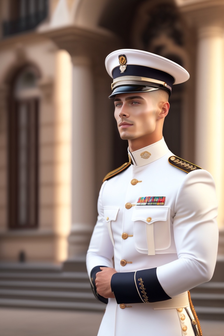 Lexica - A chauffeur Stylish and handsome in a white uniform with ...