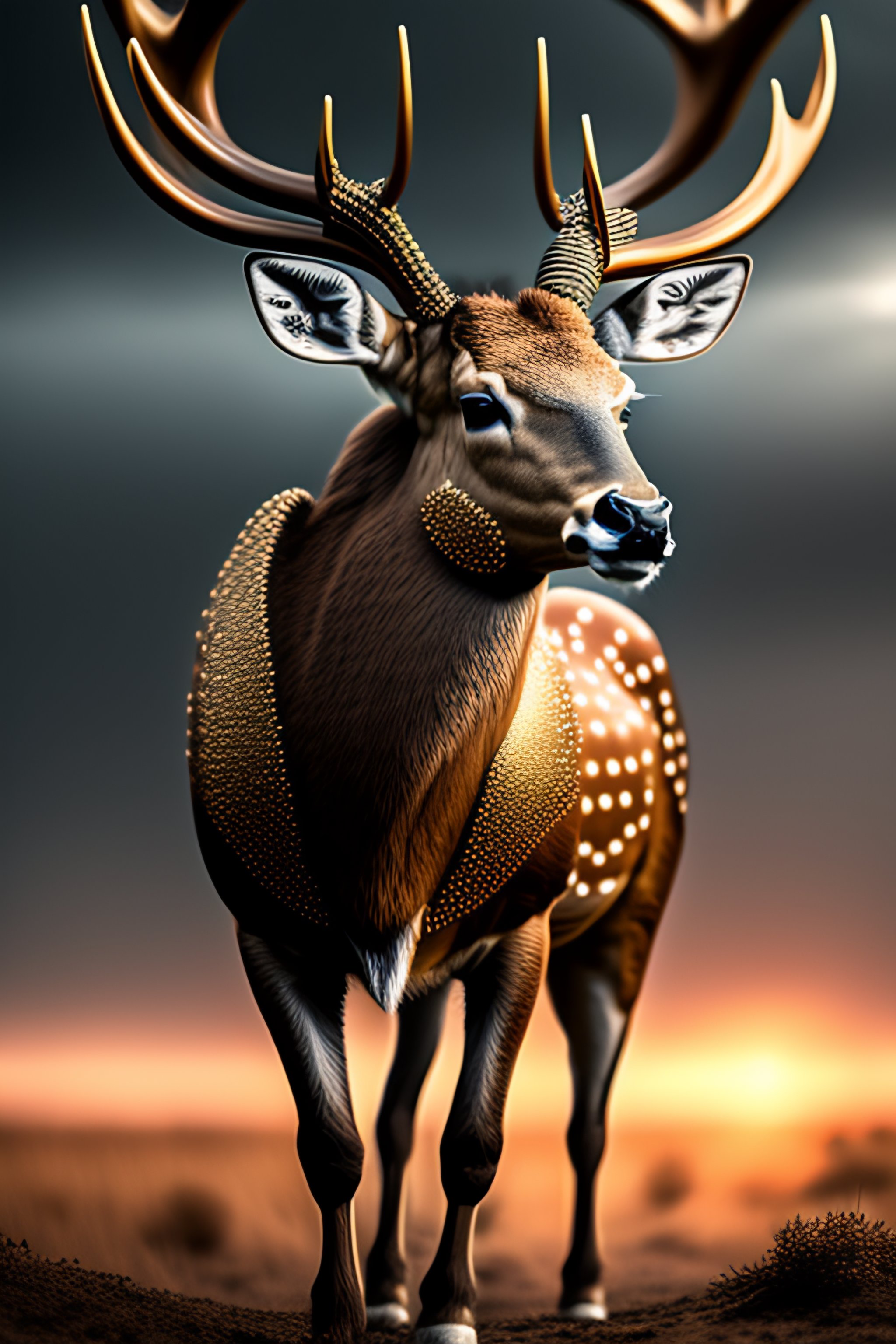 Lexica - Photo of a warrior with metal deer theme armour, 4 k, hdr ...