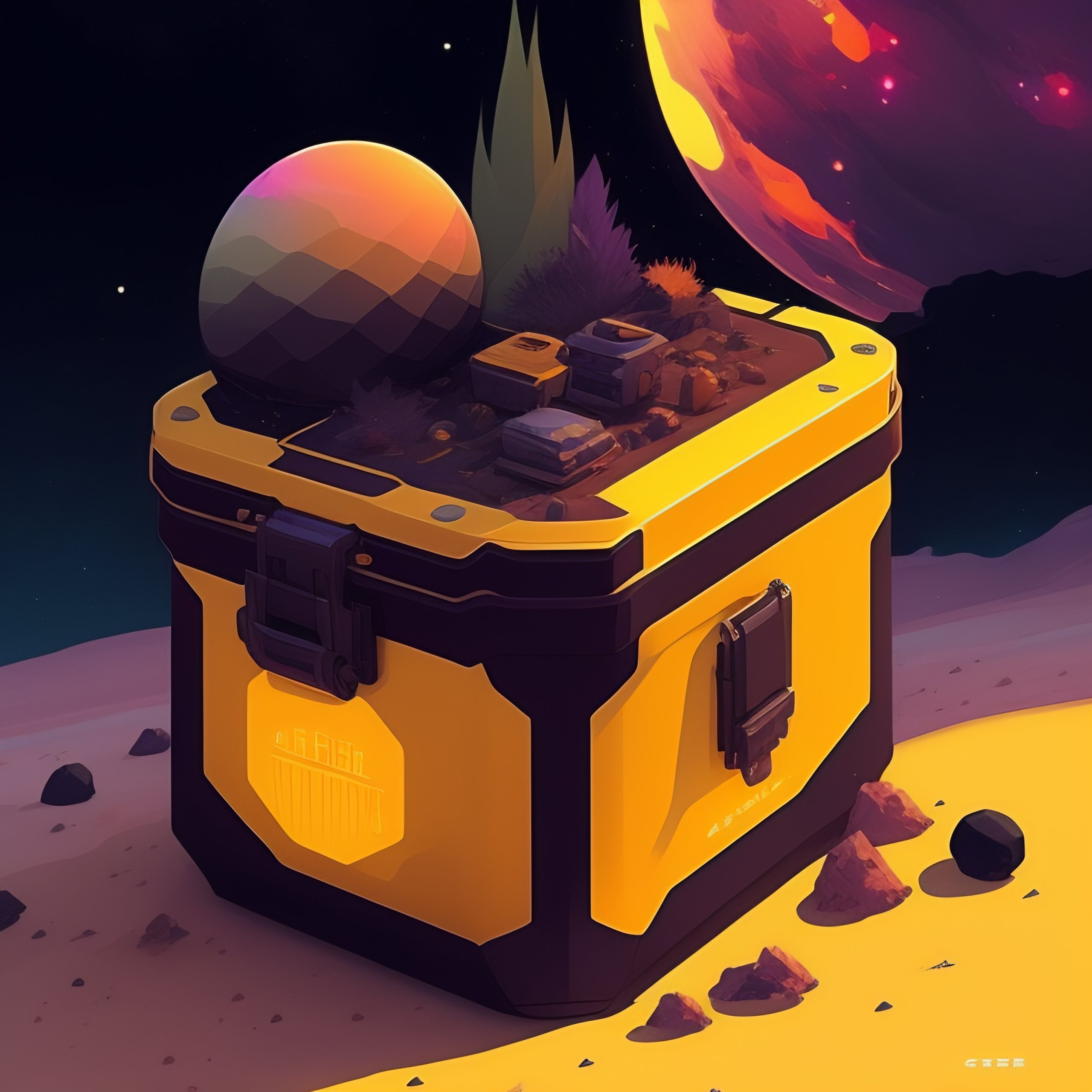 Lexica - A small space operator military box full of stone crystals, by ...