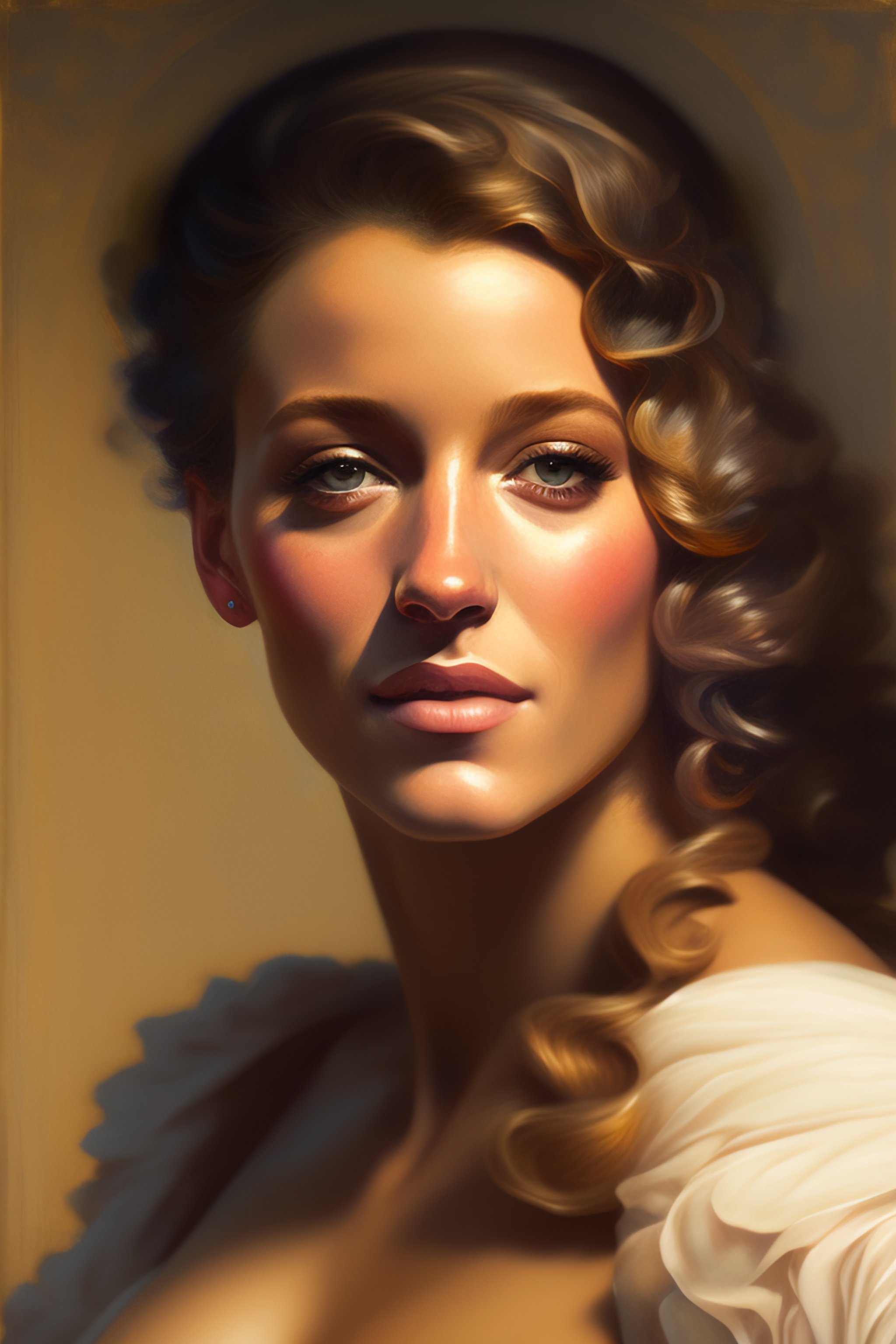 Lexica - Portrait en buste Blake lively in Georgian round dress by ...