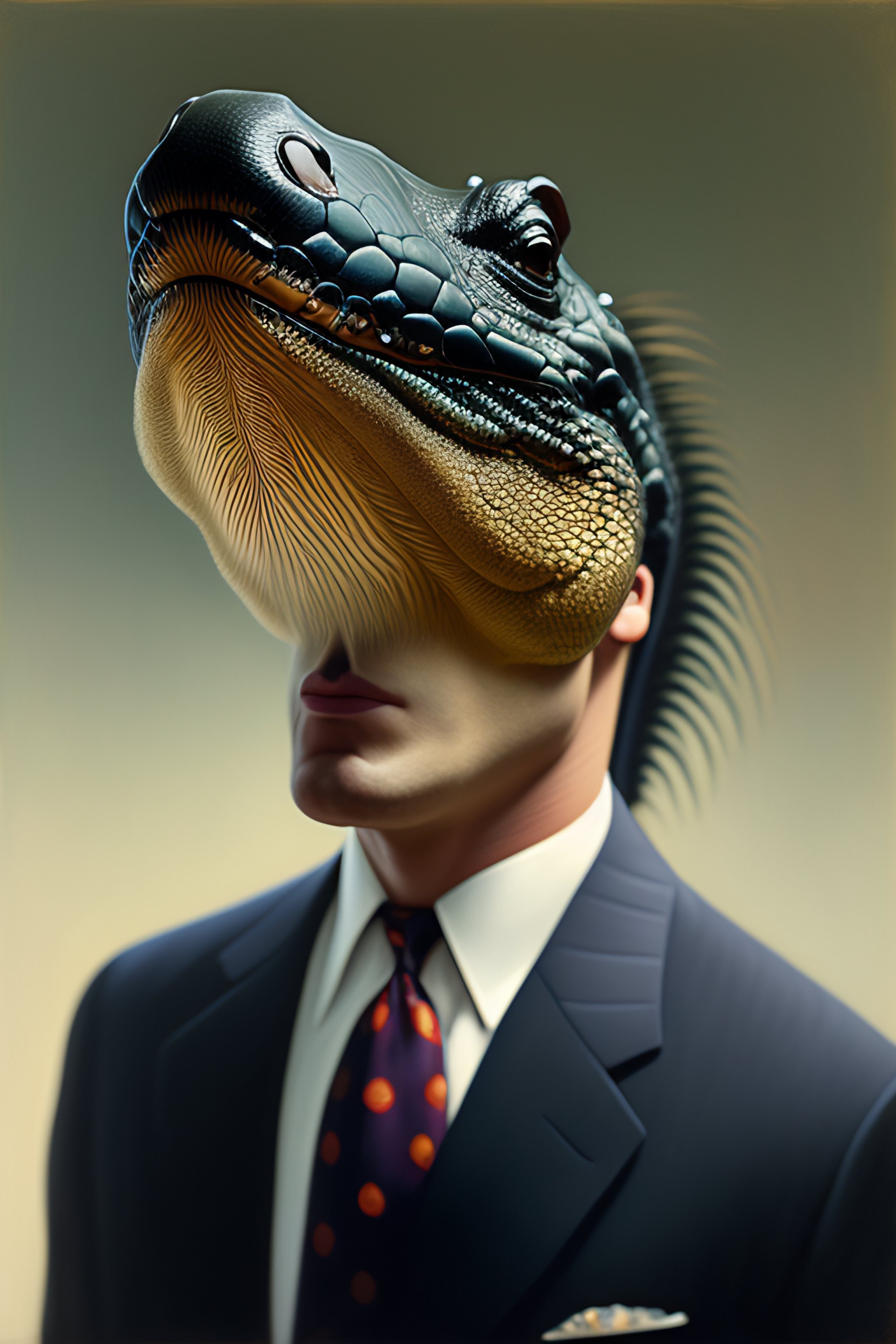 Lexica - A portrait of an anthropomorphic alligator