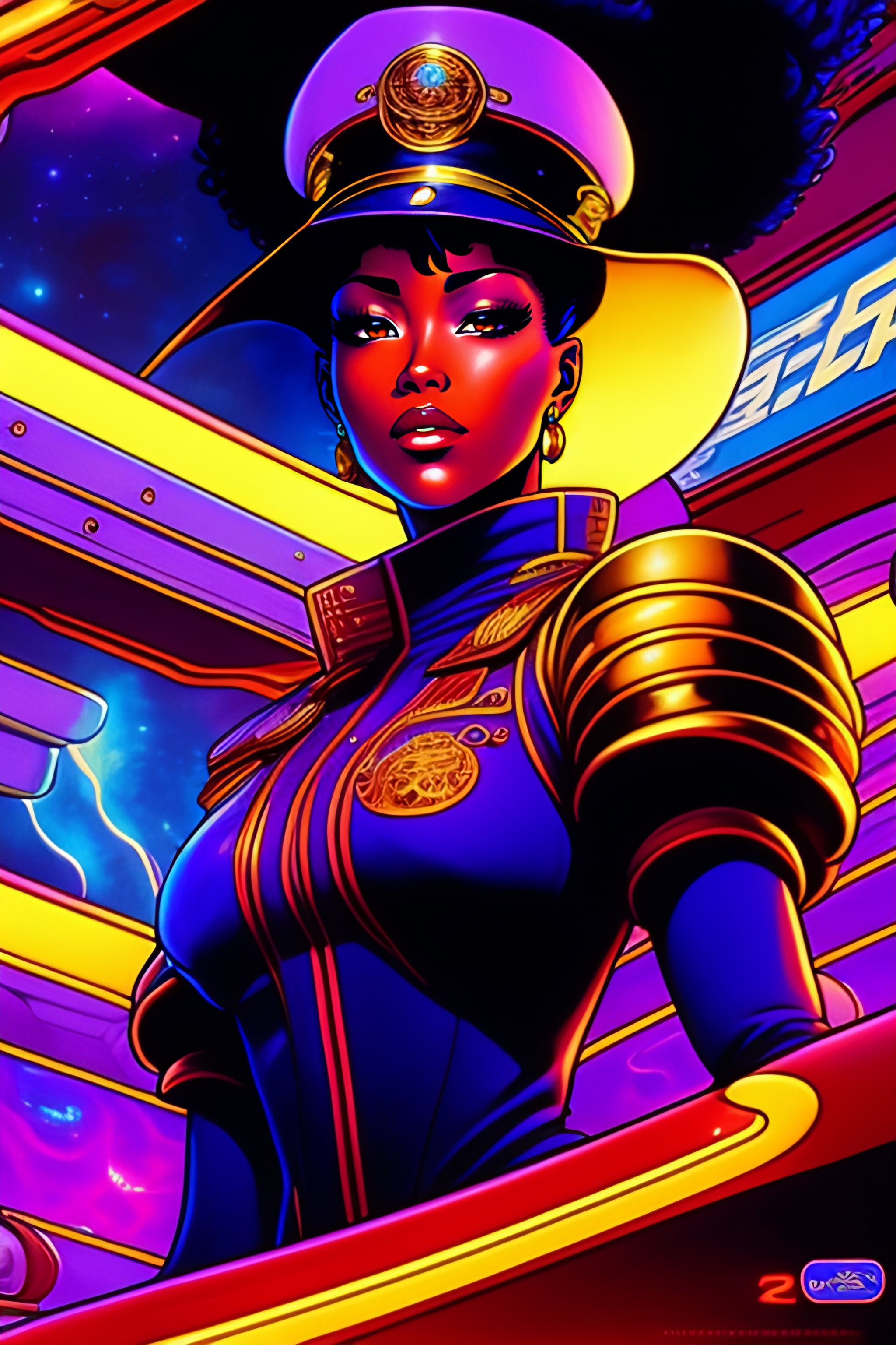 Lexica - Vintage 90's anime style. cluttered starship interior; african ...